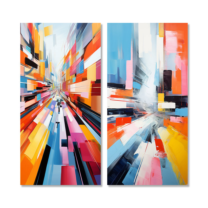 Ivy Bronx Colorful Cubism Spiral Of Speed I - Abstract Collages Metal ...