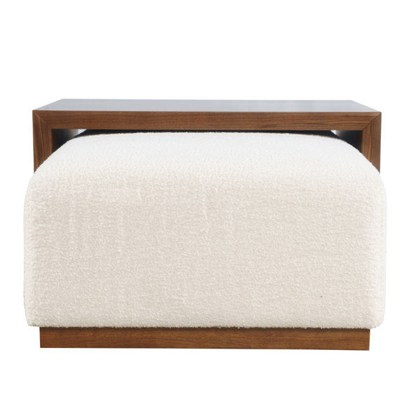 Latitude Run® Babs 48" Luxury Ivory Boucle Upholstered Sliding Ottoman ...