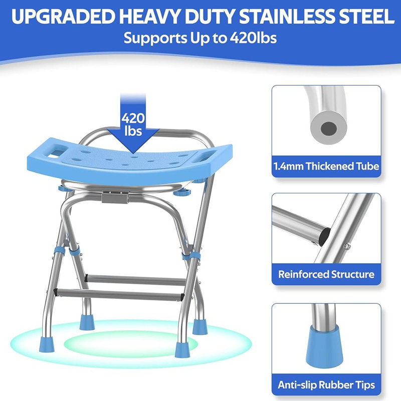 Rebrilliant Folding Shower Seat - Stainless Steel Shower Chair For ...