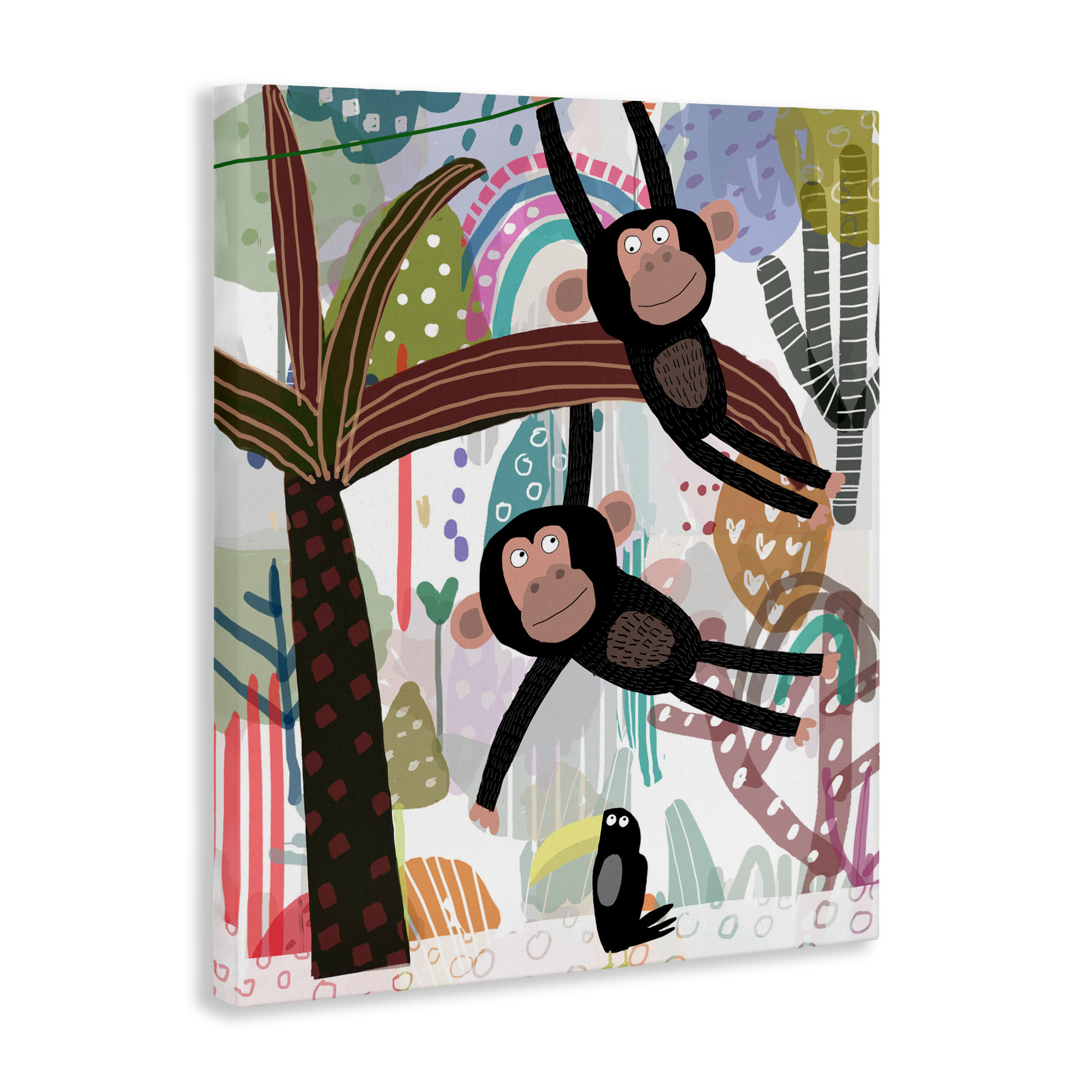 Ebern Designs Exotic Monkey & Toucan Canvas, design by Carla Daly | Wayfair