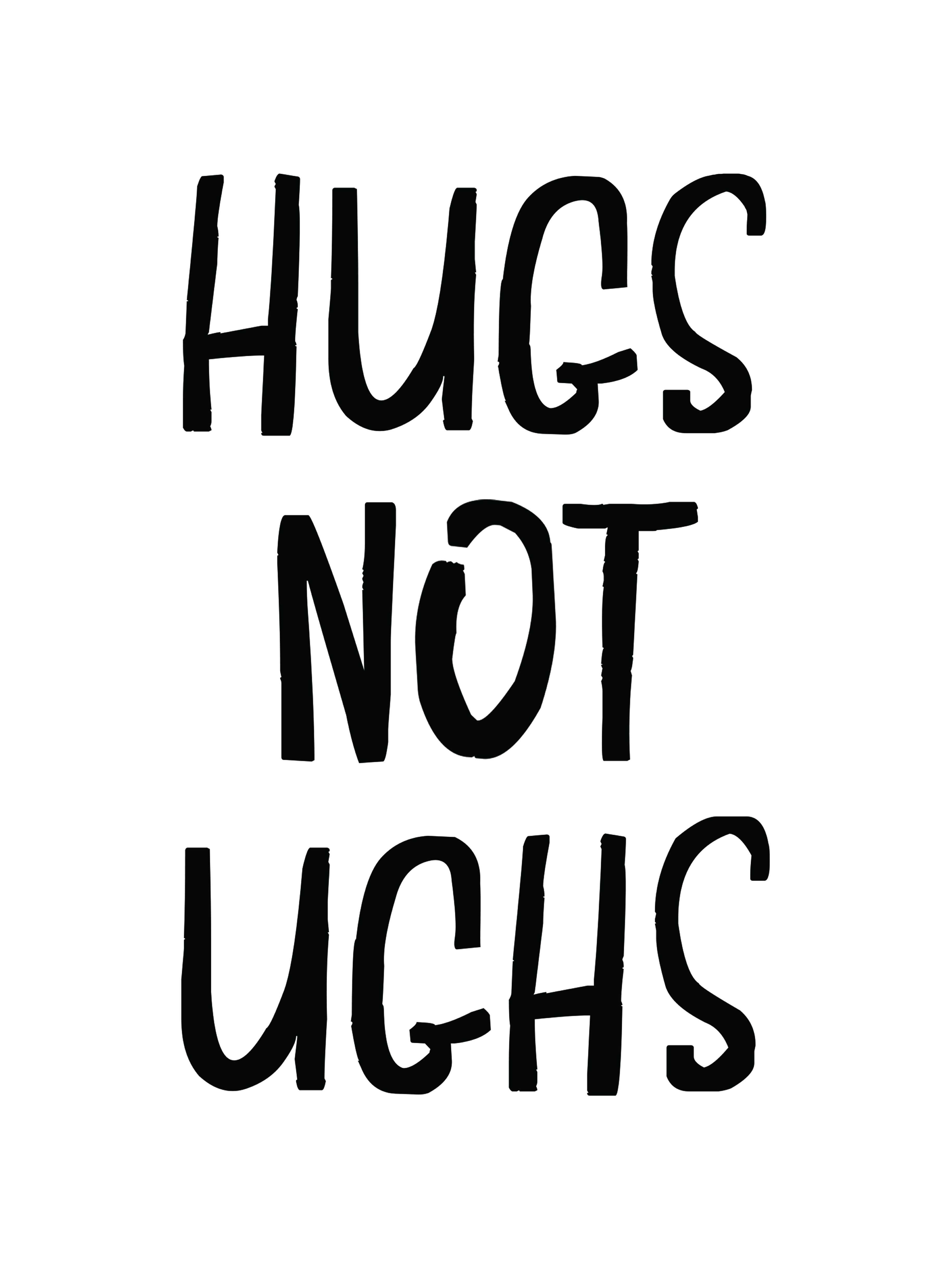 Trinx Hugs Not Ughs - Wrapped Canvas Print | Wayfair