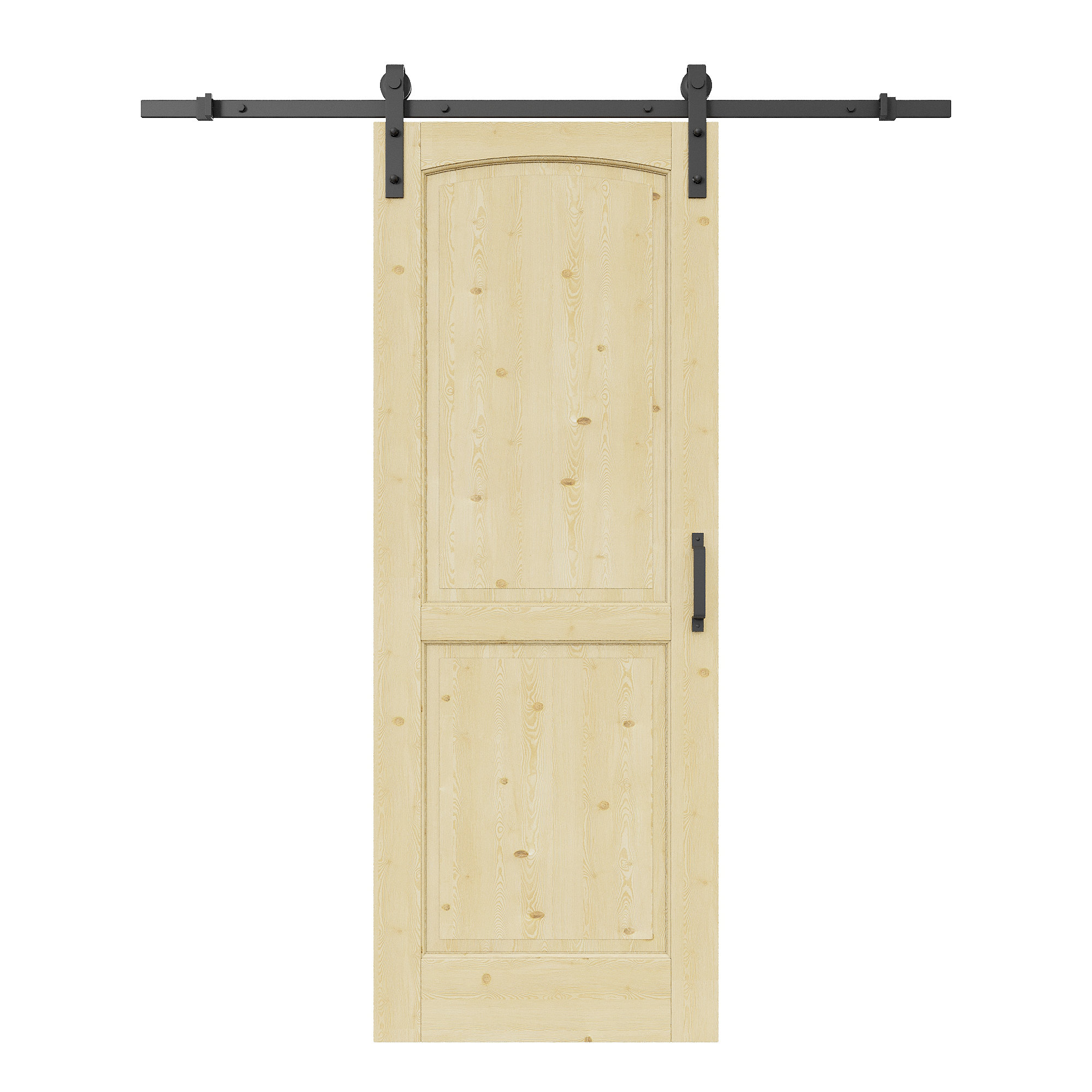 Home Worthy 80"H Solid Pine 2-Panel Sliding Barn Door With Installation ...