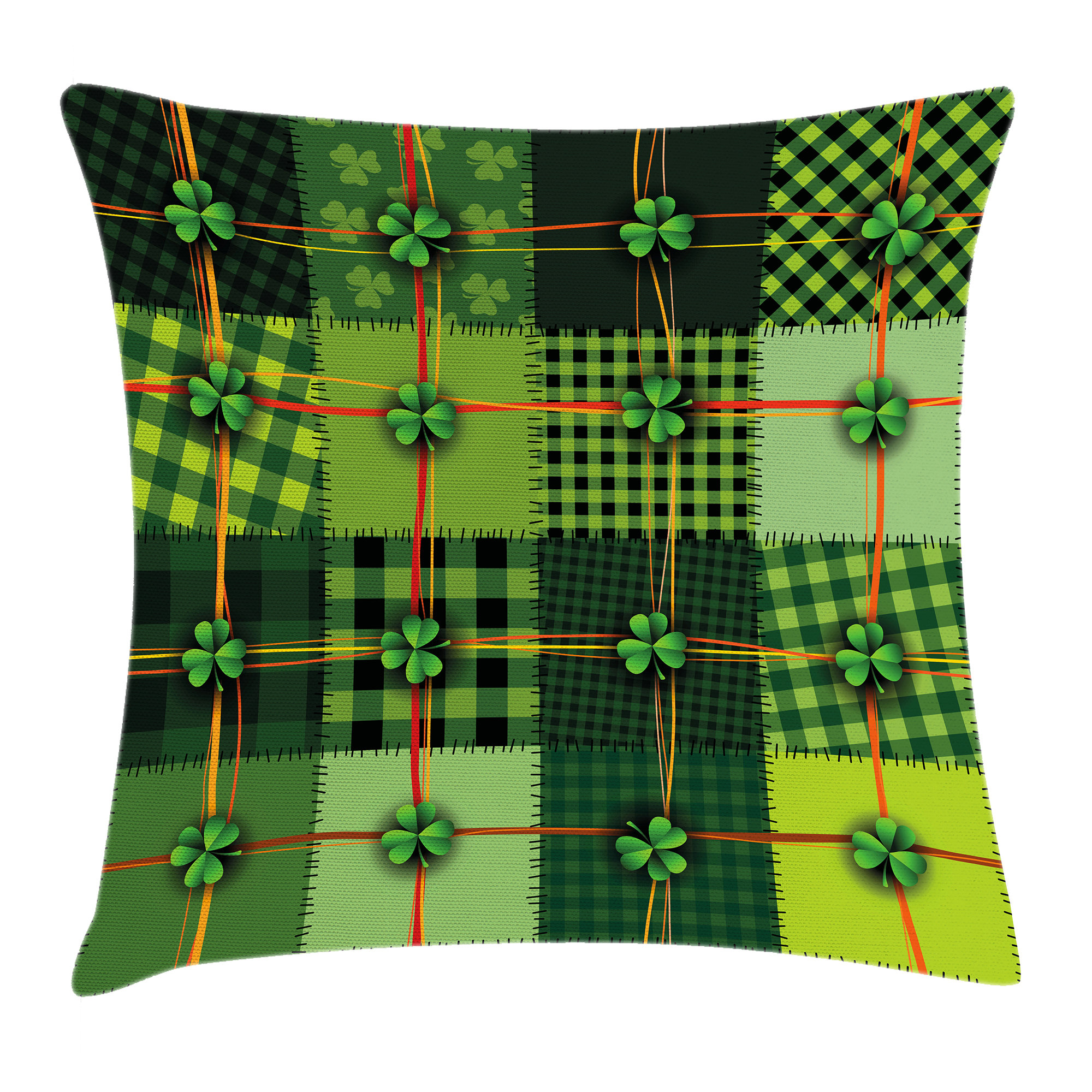 Ambesonne Irish Patchwork Celtic Clovers Square Pillow Cover | Wayfair