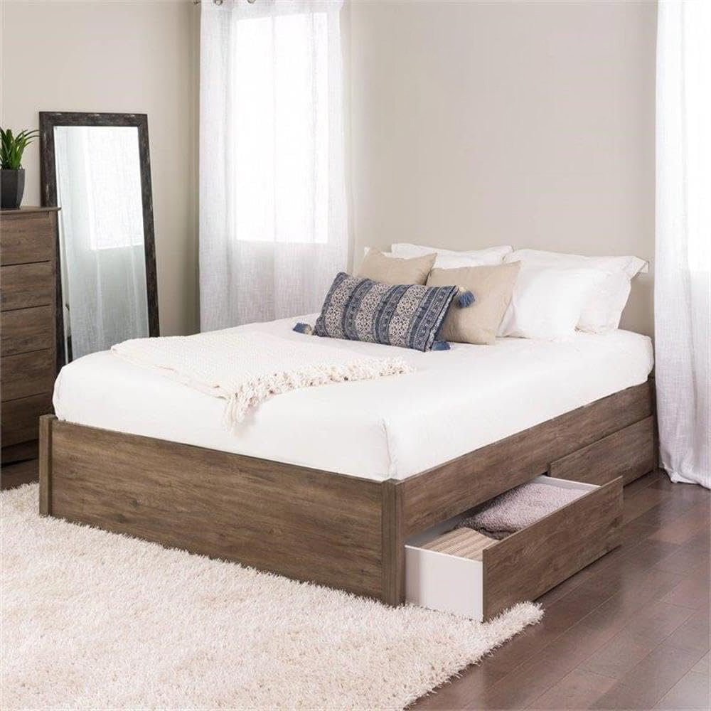 MODVAT Modern Queen Storage Bed with Drawers,4-Post Raised Platform ...