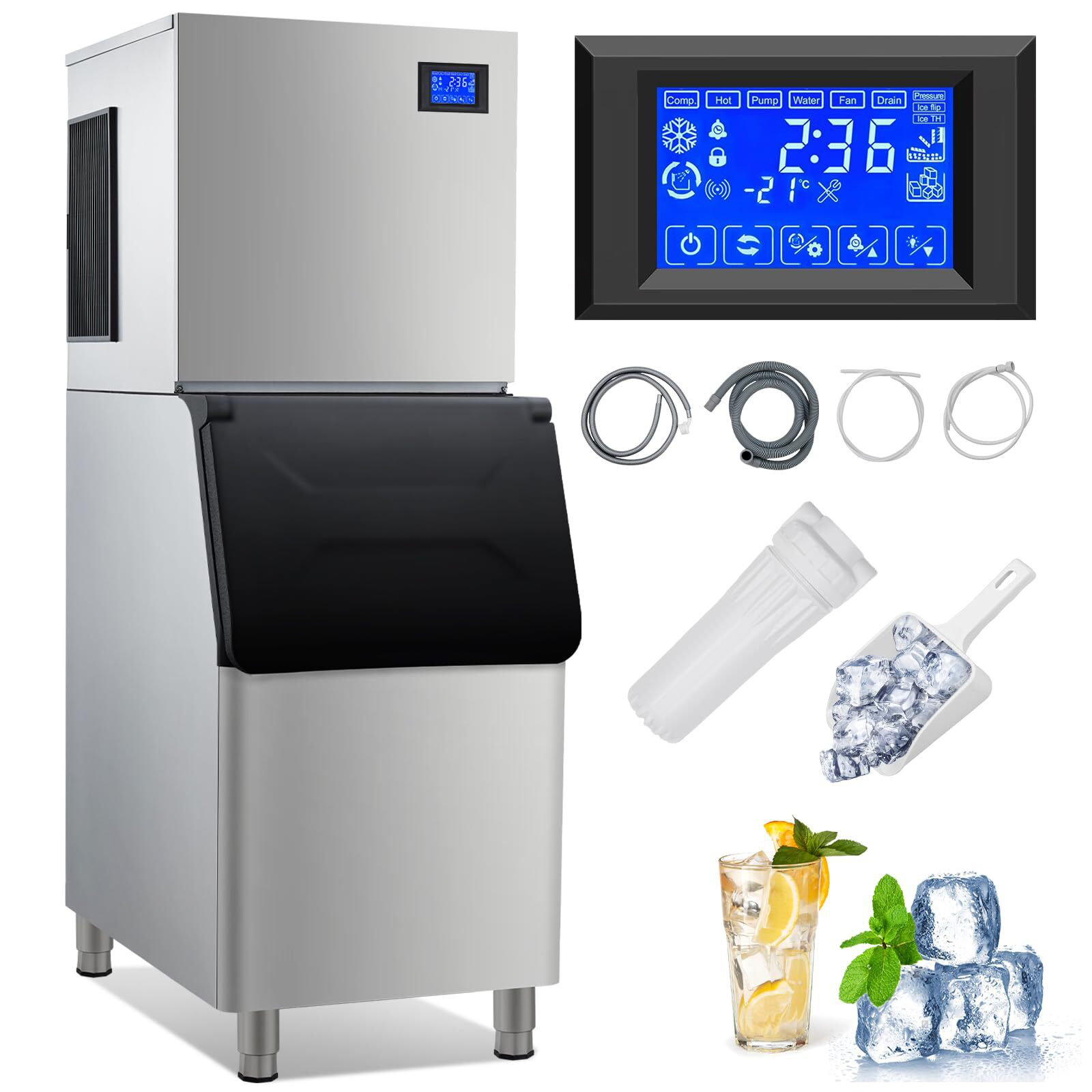 babevy Commercial Ice Machine, 400 Lbs/24H Industrial Ice Maker Machine ...