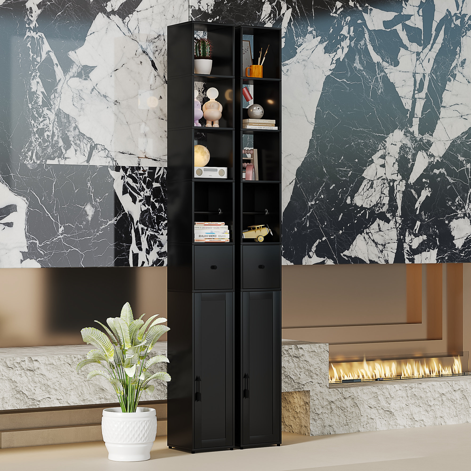 Mercer41 Slim Bathroom Cabinet Freestanding Bathroom Shelf With Door ...