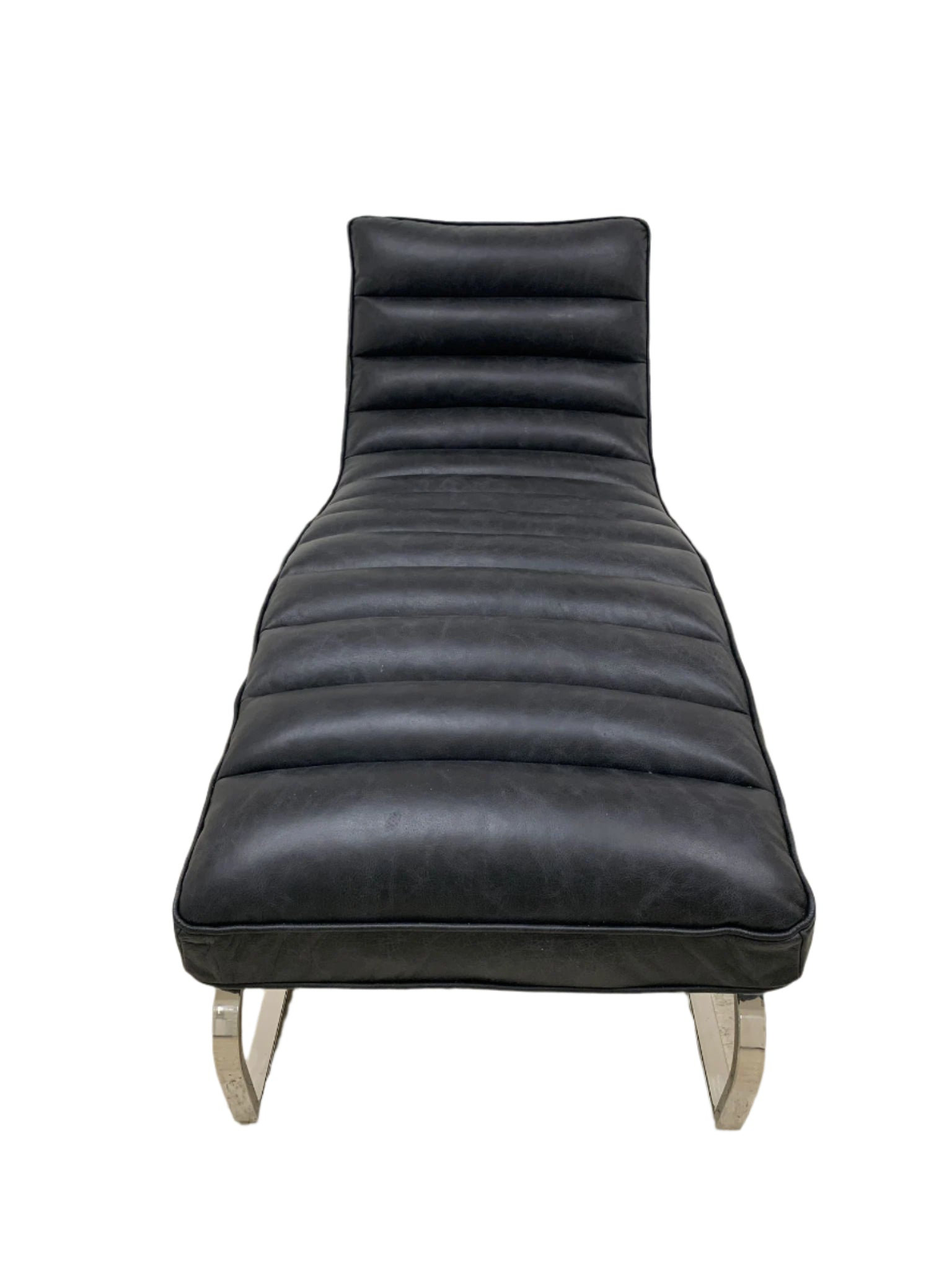 Orren Ellis Plano Modern Channeled Leather Chaise Lounge - Leather ...