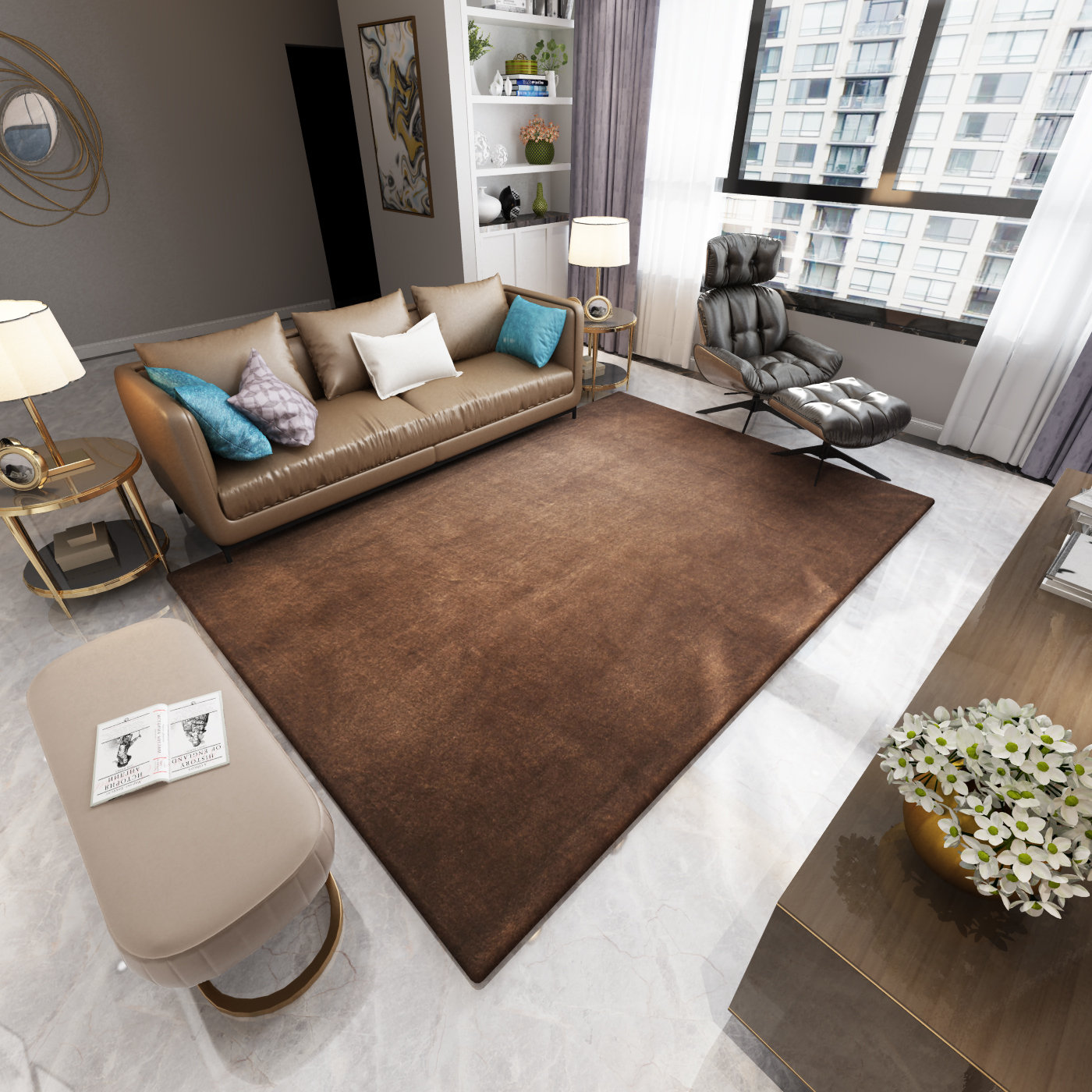 Foundry Select Leona Handmade Brown Area Rug | Wayfair