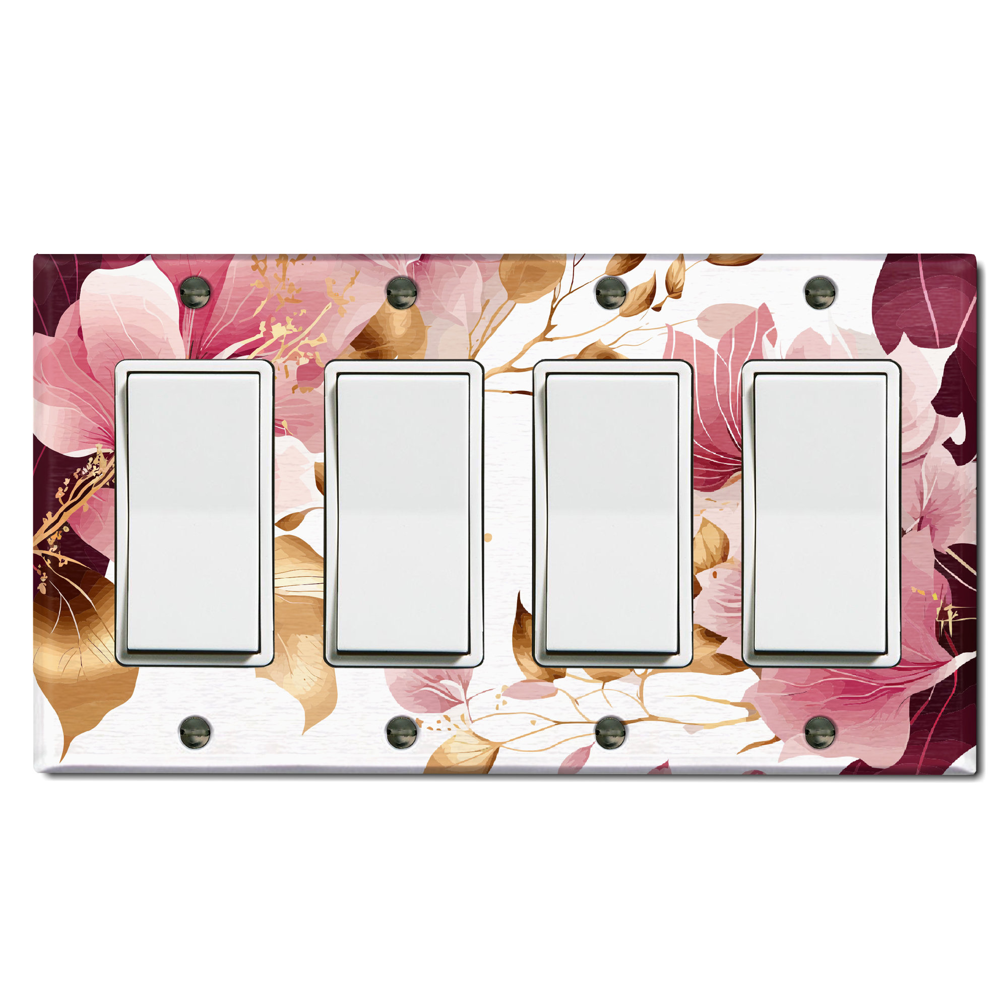 WorldAcc Plaque murale à 4 bandes avec fleurs roses - Wayfair Canada