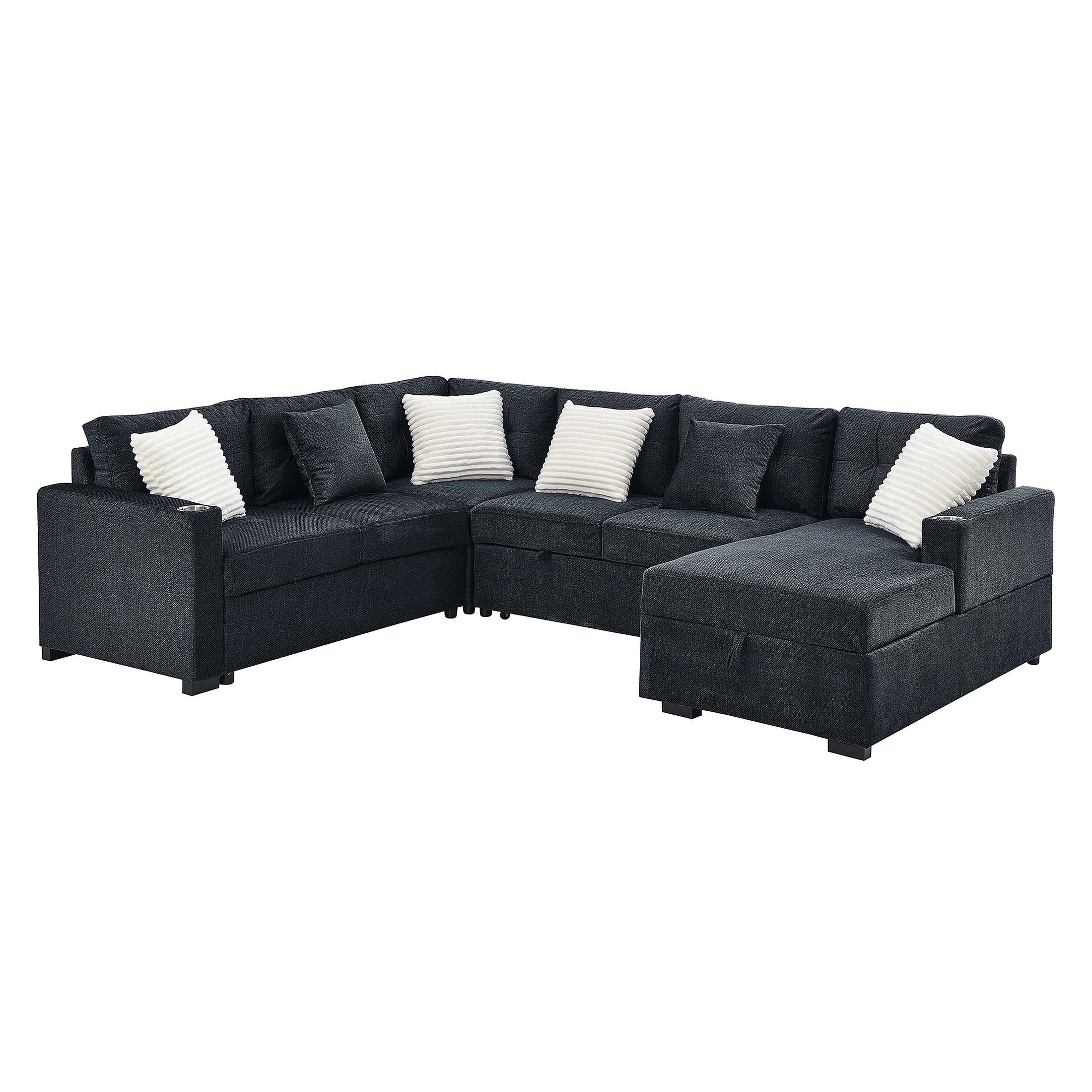 Hokku Designs Convertible Sleeper Combo Sofa Storage Cup Holder | Wayfair