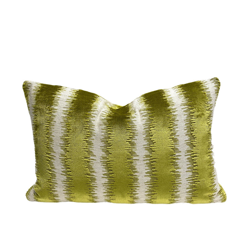 Smithy Home Couture Chartreuse Striped Velvet Throw Pillow Cover | Wayfair