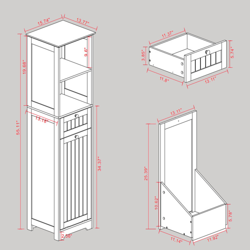 QZV Wood Cabinet Laundry Hamper | Wayfair