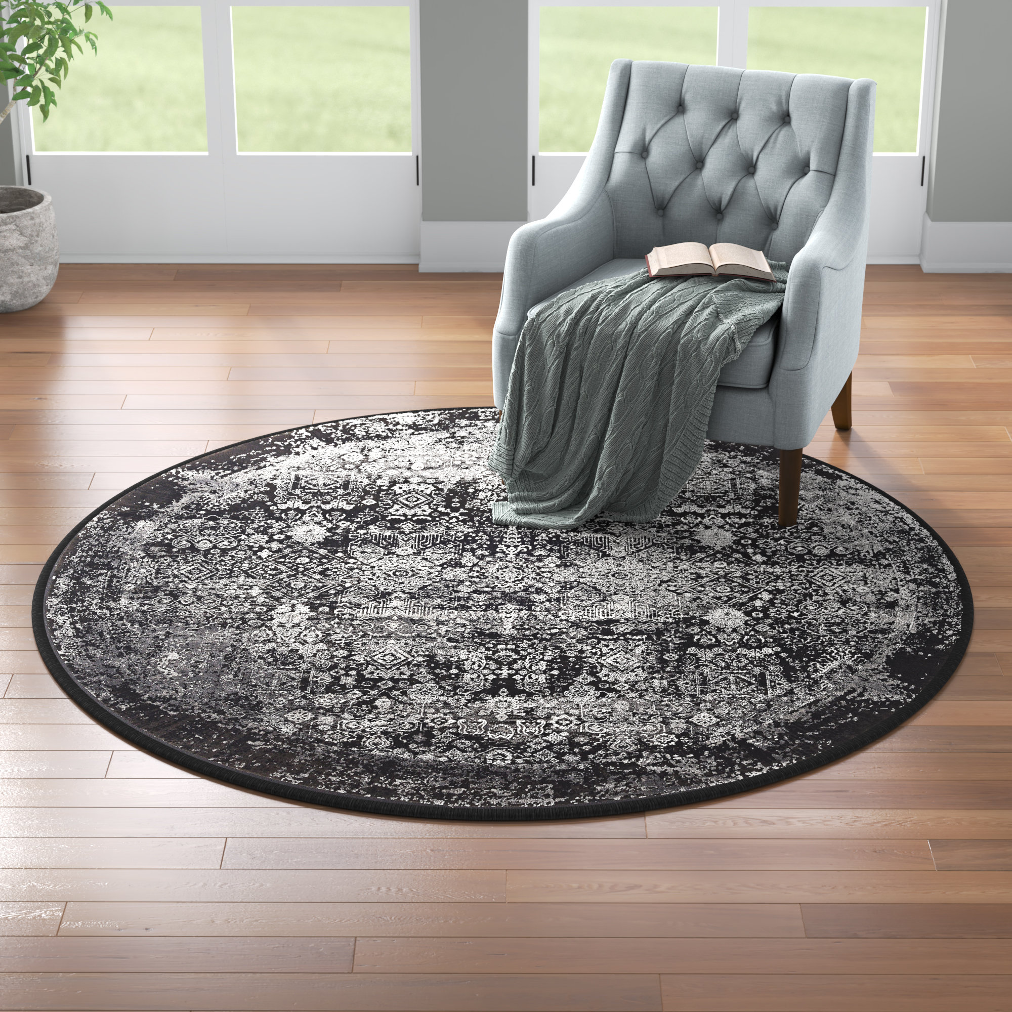 Lark Manor Django Magic Hand Knotted Black/Grey Rug | Wayfair.co.uk