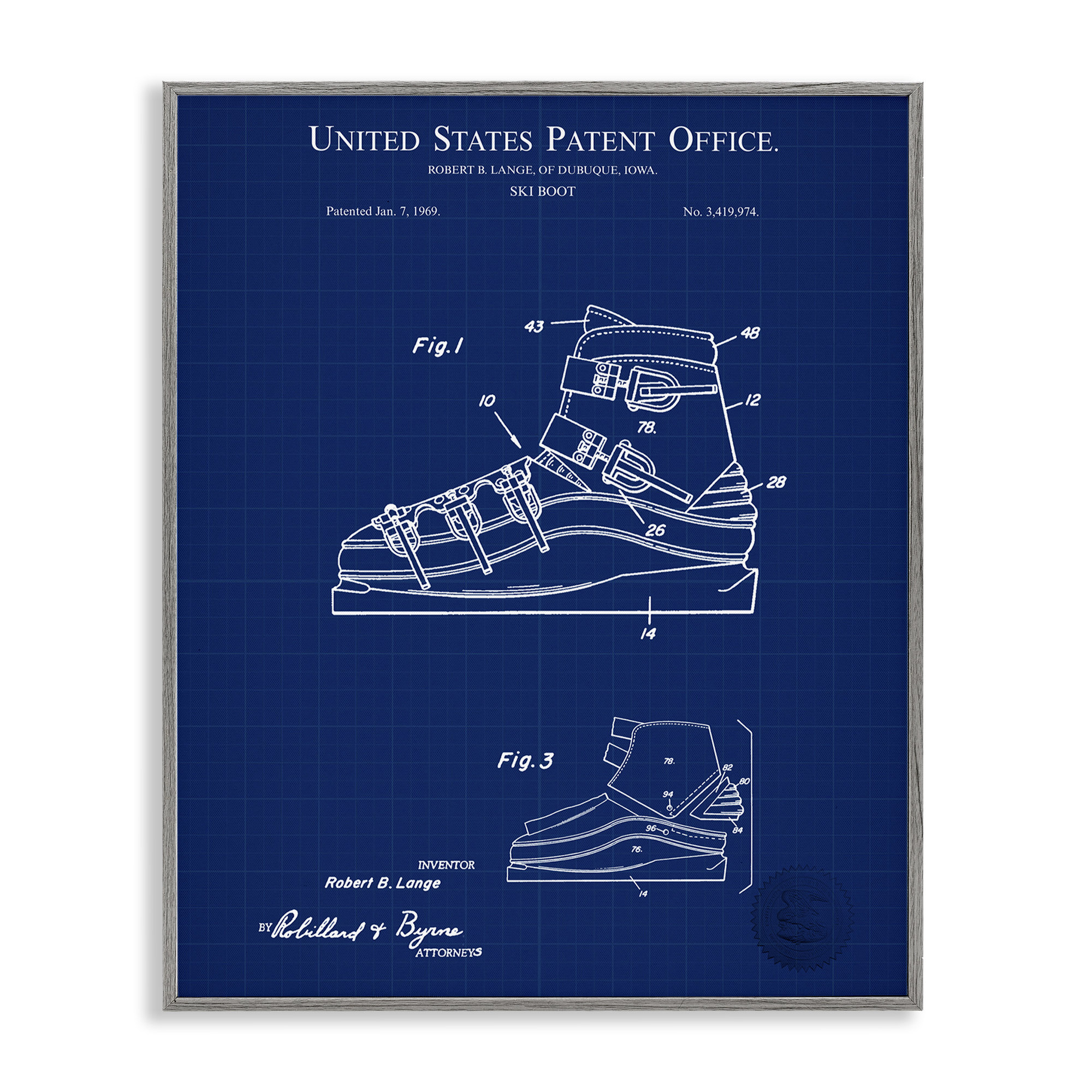 17 Stories Ski Boot Blueprint Framed Giclee Art by Karl Hronek | Wayfair