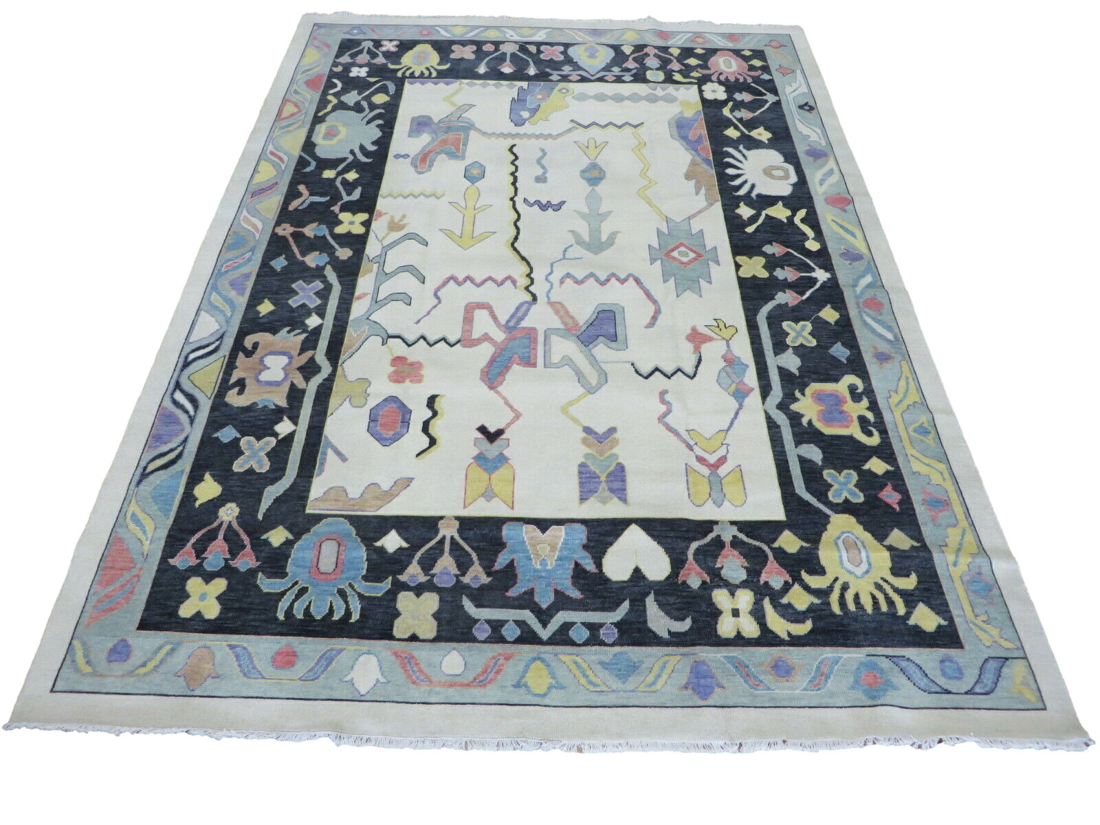 Oriental Rug Galaxy 10 X 14 Hand Knotted Ivory Turkish Knotted Oushak ...