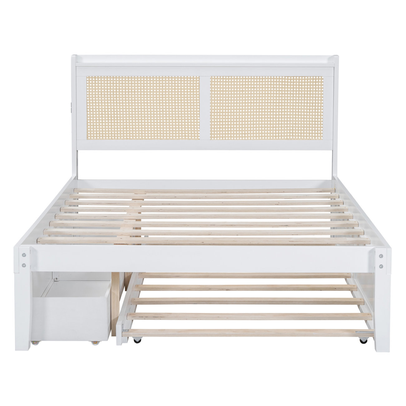 Bay Isle Home™ Elegant Bed Frame With Rat Headboard And Sockets | Wayfair