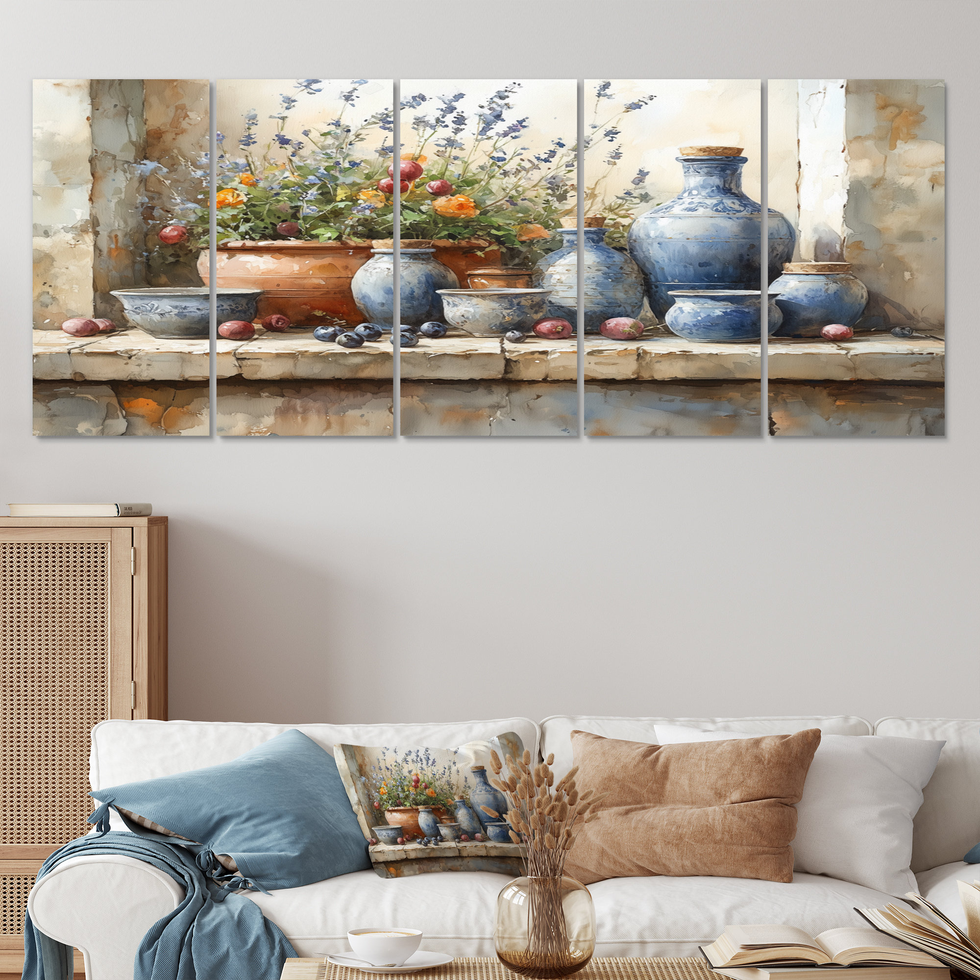 August Grove® Blue And Green Boho Pottery Rustic Charm - Boho Pottery ...