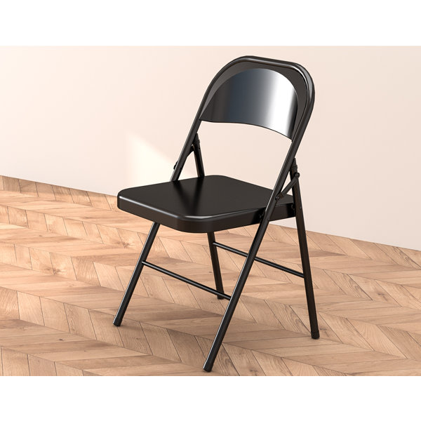 Inbox Zero Ladenna Side Chair 30.5" Metal Folding Steel Chairs Foldable ...