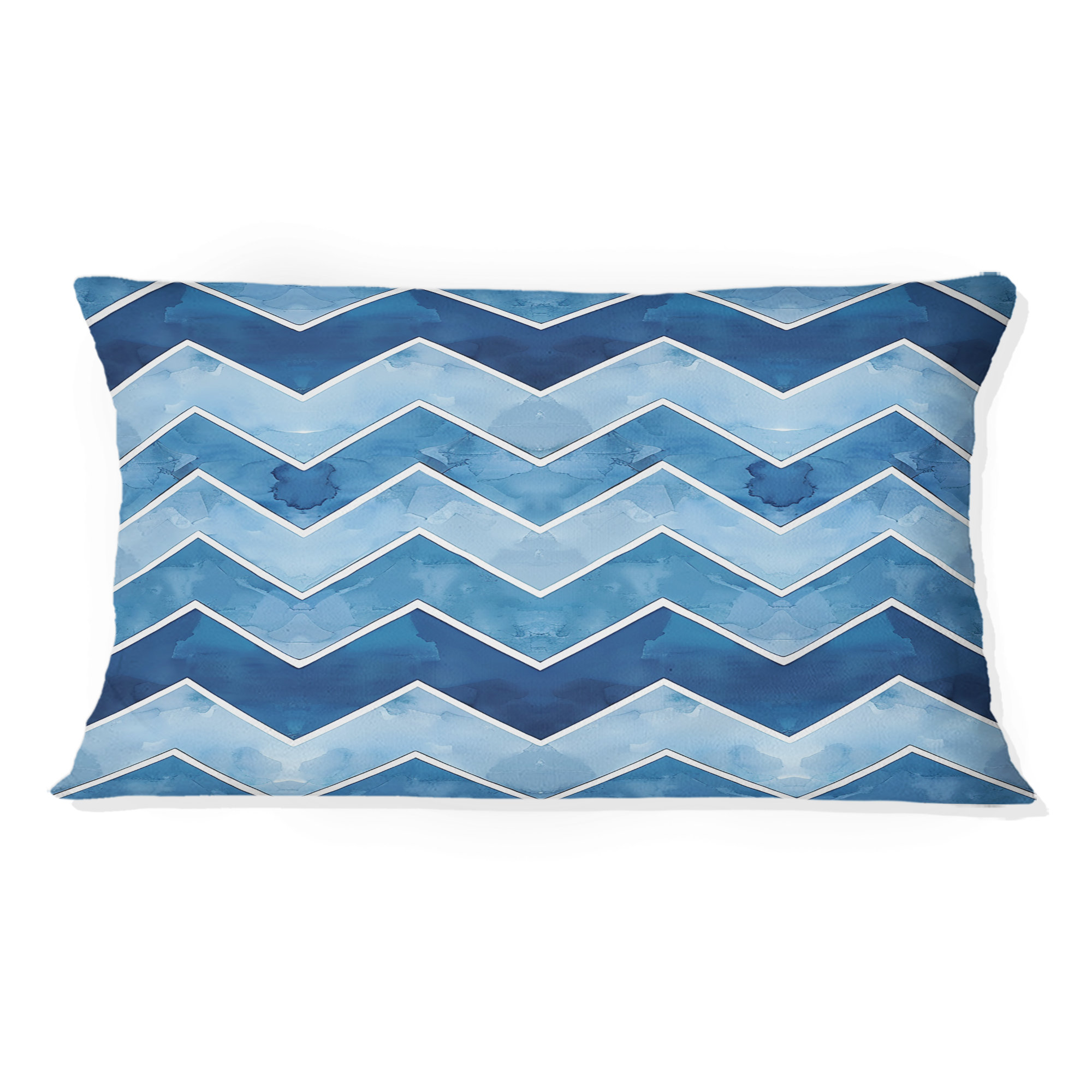 Design Art Blue Chevron Patterns IV - Modern Lumbar Pillow | Wayfair