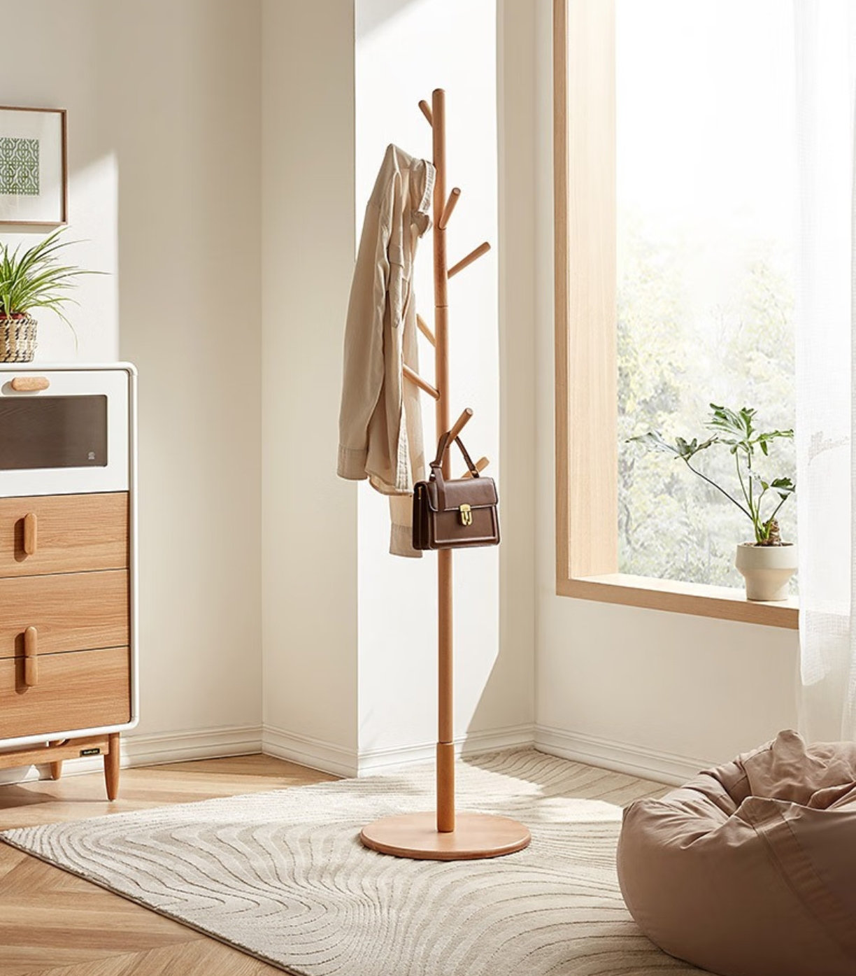 Ebern Designs Yura Solid Wood Freestanding 8 - Hook Coat Rack & Reviews ...