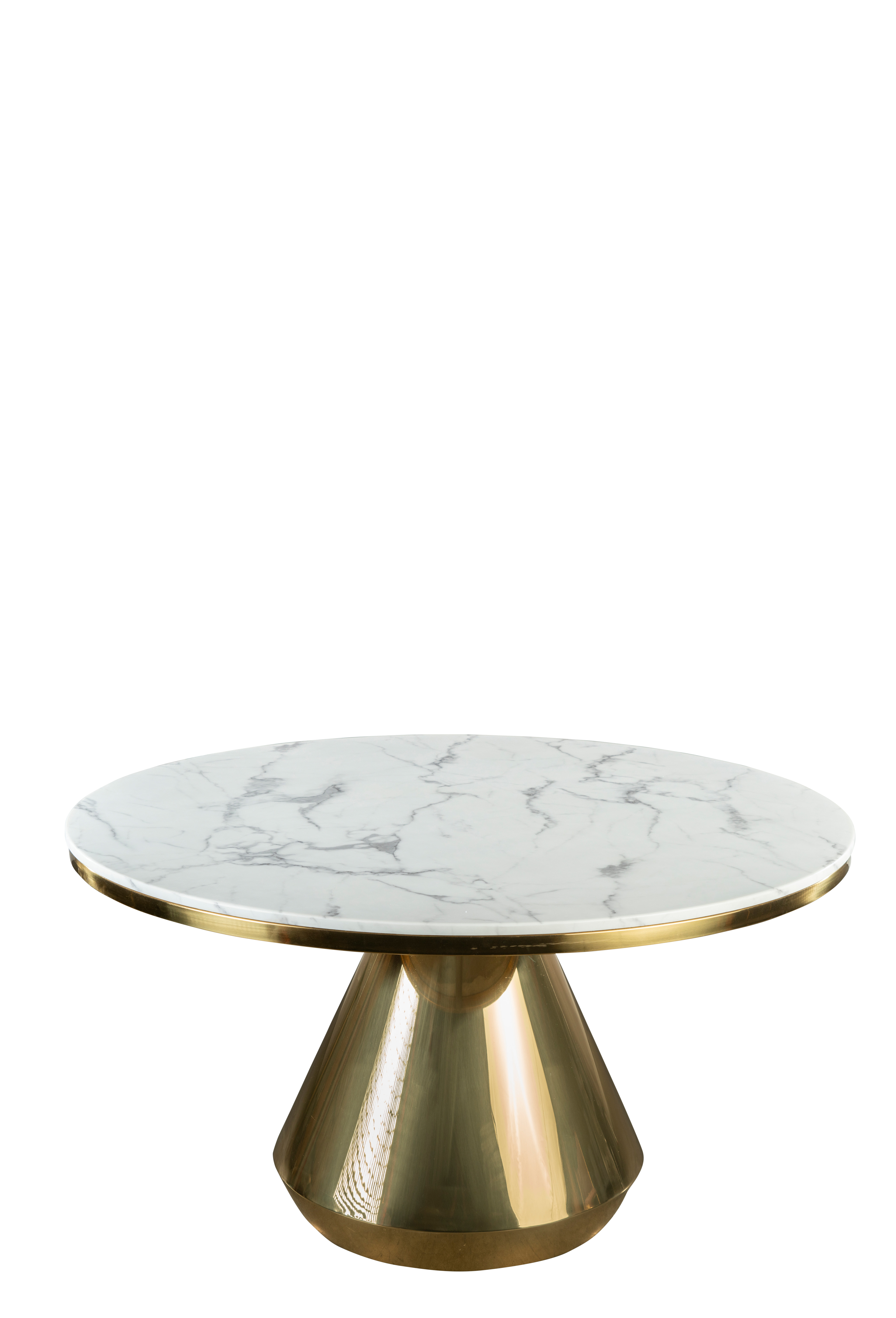 Everly Quinn Haugen Gold Round Dining Table with Genuine Marble Top and ...