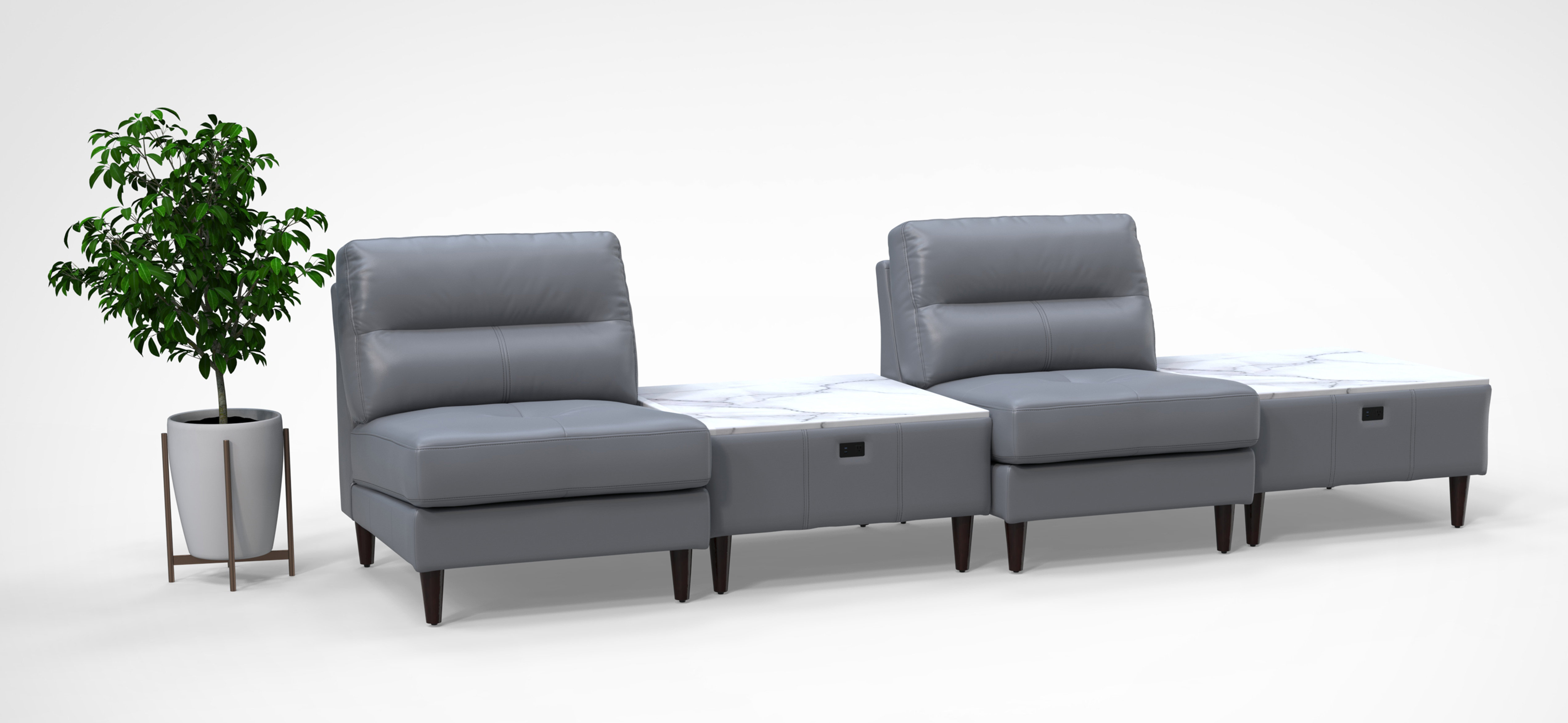 Reunion 2 Person Waiting Room Reception Chairs with Charging Tables Set ...