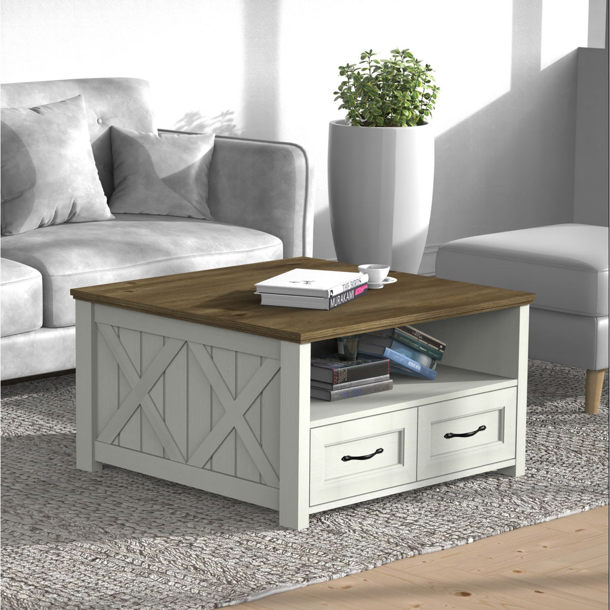 Lark Manor™ Square Storage Coffee Table With 4 Drawers | Wayfair