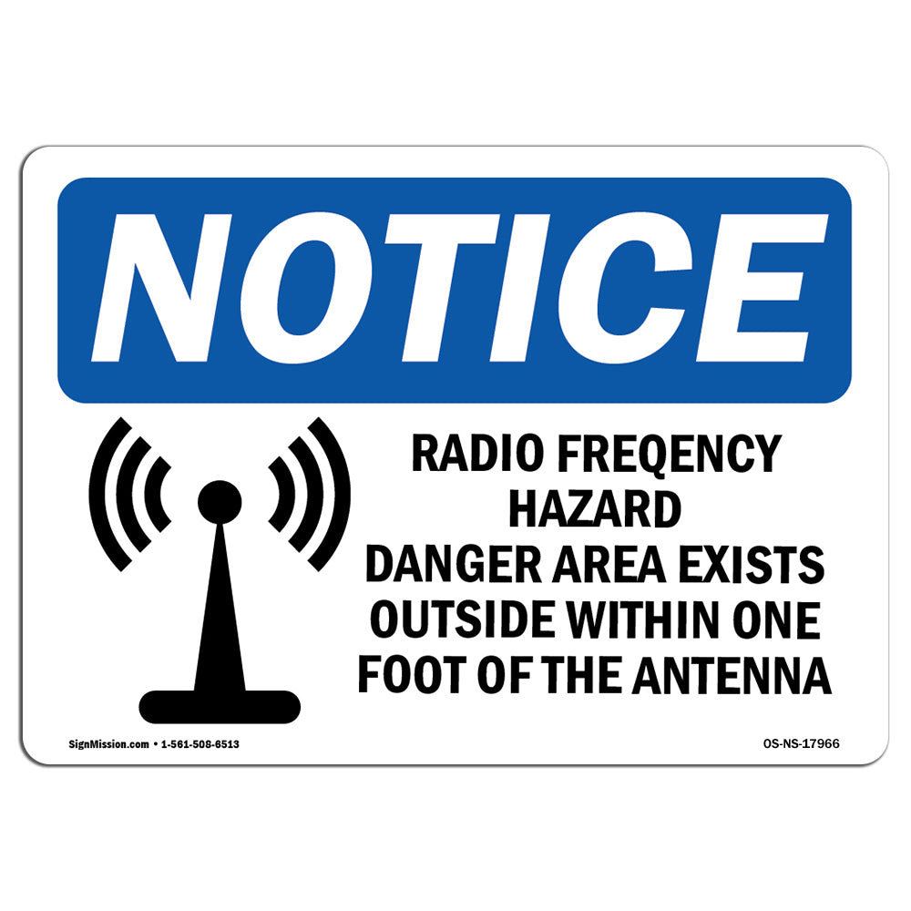 SignMission Osha Notice Radio Frequency Hazard Danger Sign with Symbol ...
