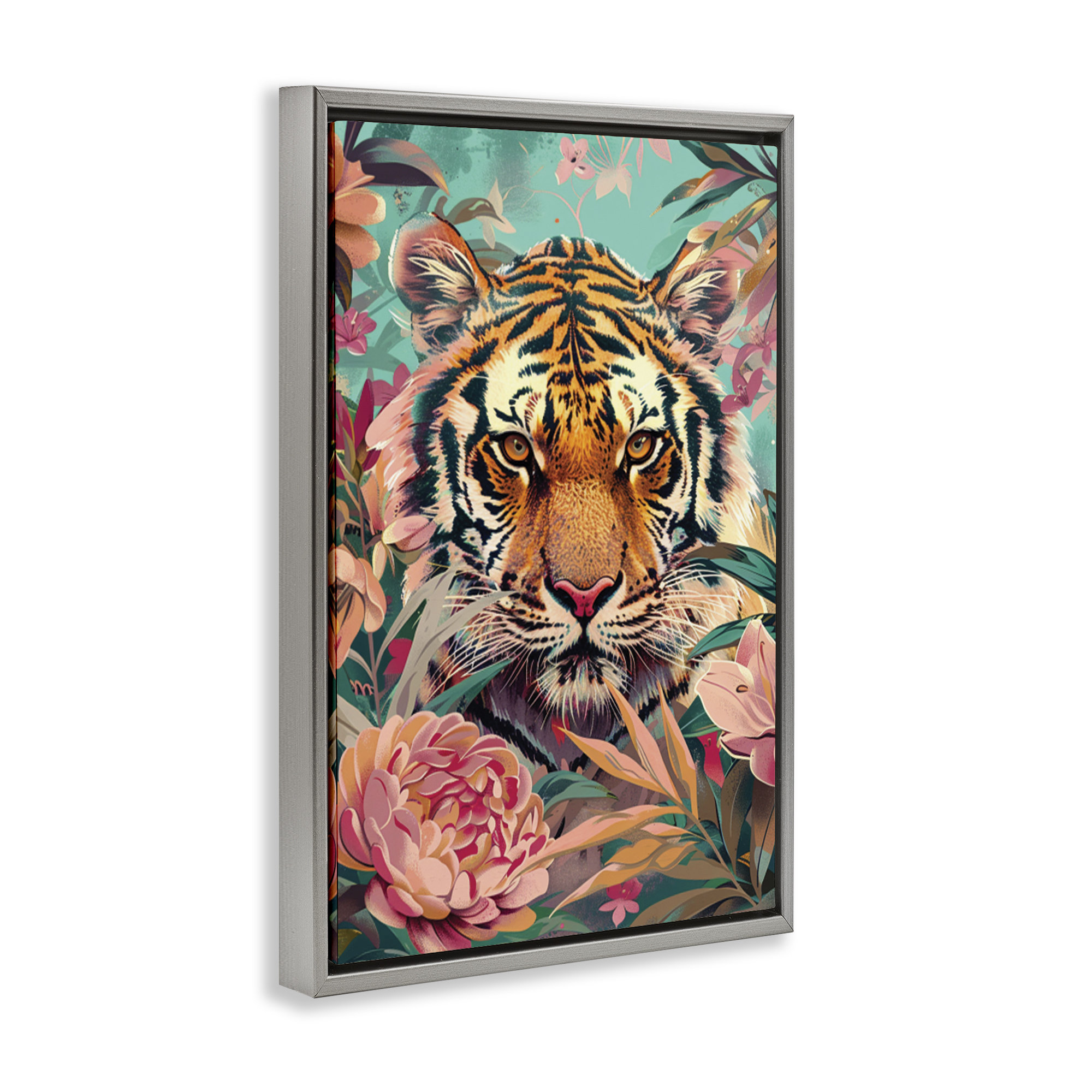 Latitude Run® Fierce Tiger In Waiting Floating Frame, design by LSR ...