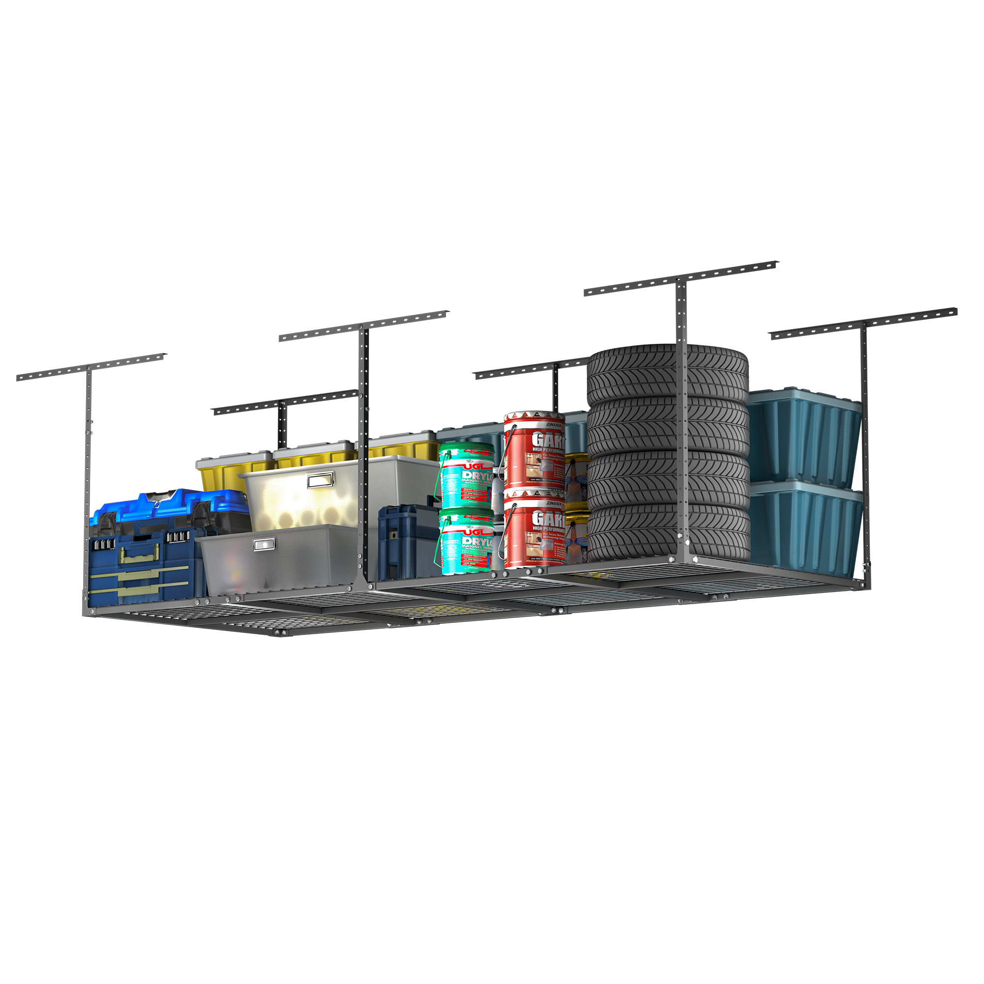 17 Stories Maryorie Ceiling Mounted Overhead Steel Garage Storage Racks ...