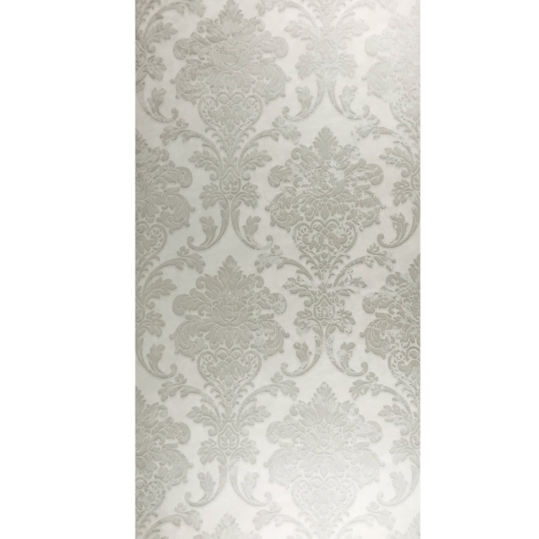 Rosdorf Park Tabor Wallpaper rustic Ivory Beige Metallic Victorian ...