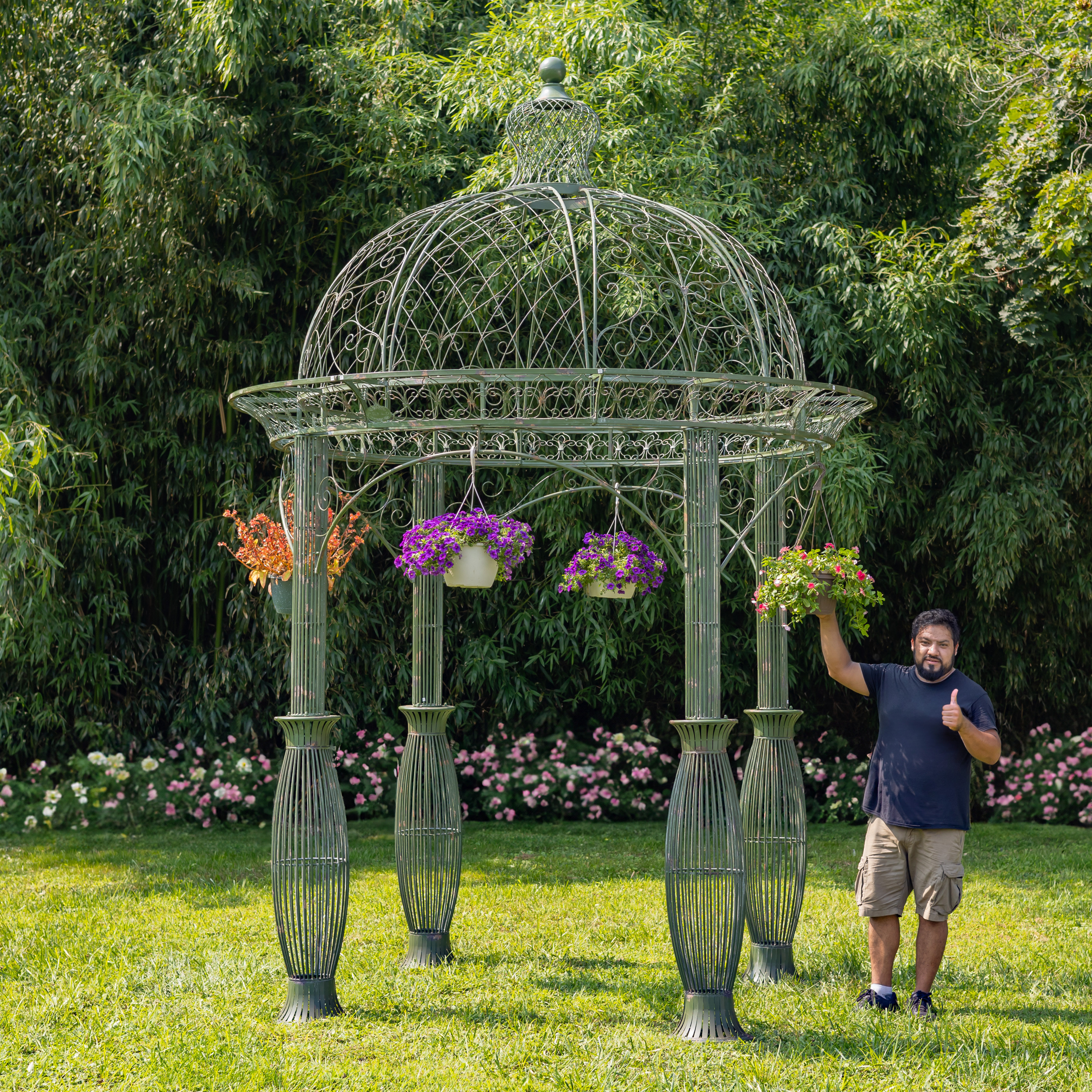 Zaer Ltd International 13ft. Tall Round Metal Garden Gazebo | Wayfair