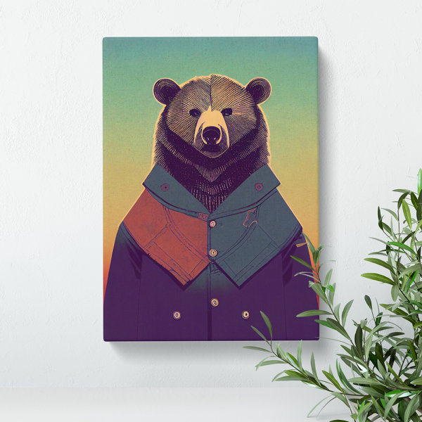 Happy Larry Bear with Jacket No.1 - Wrapped Canvas Graphic Art ...