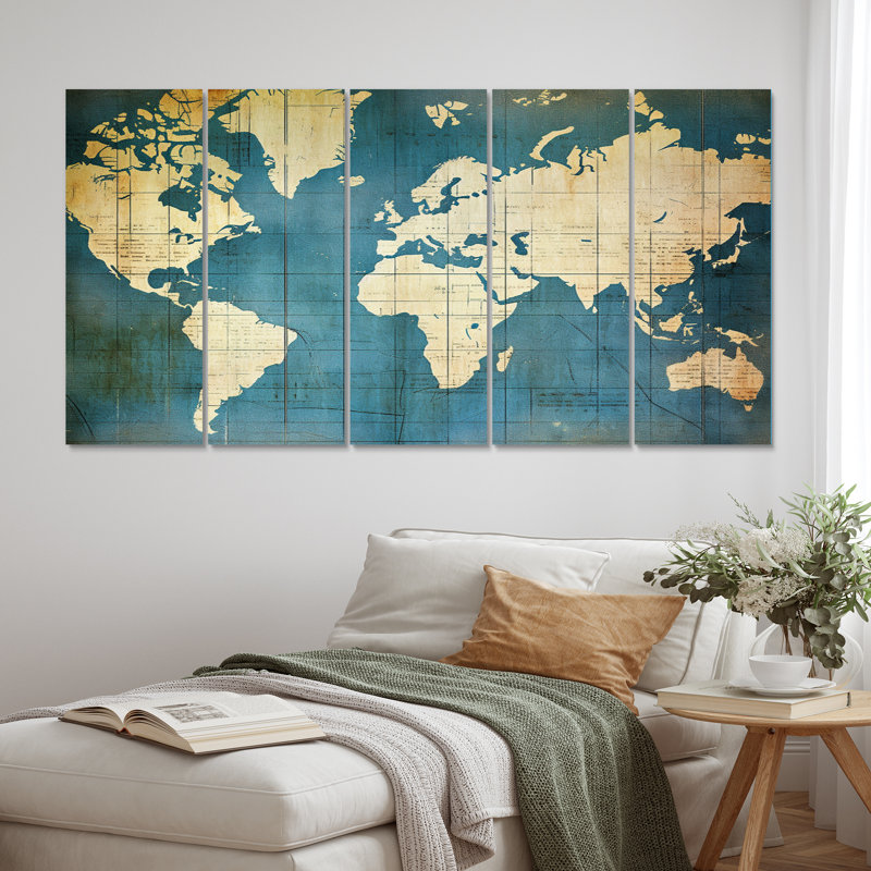 Longshore Tides Ancient Map Of The World VI - Maps Wall Art Living Room ...