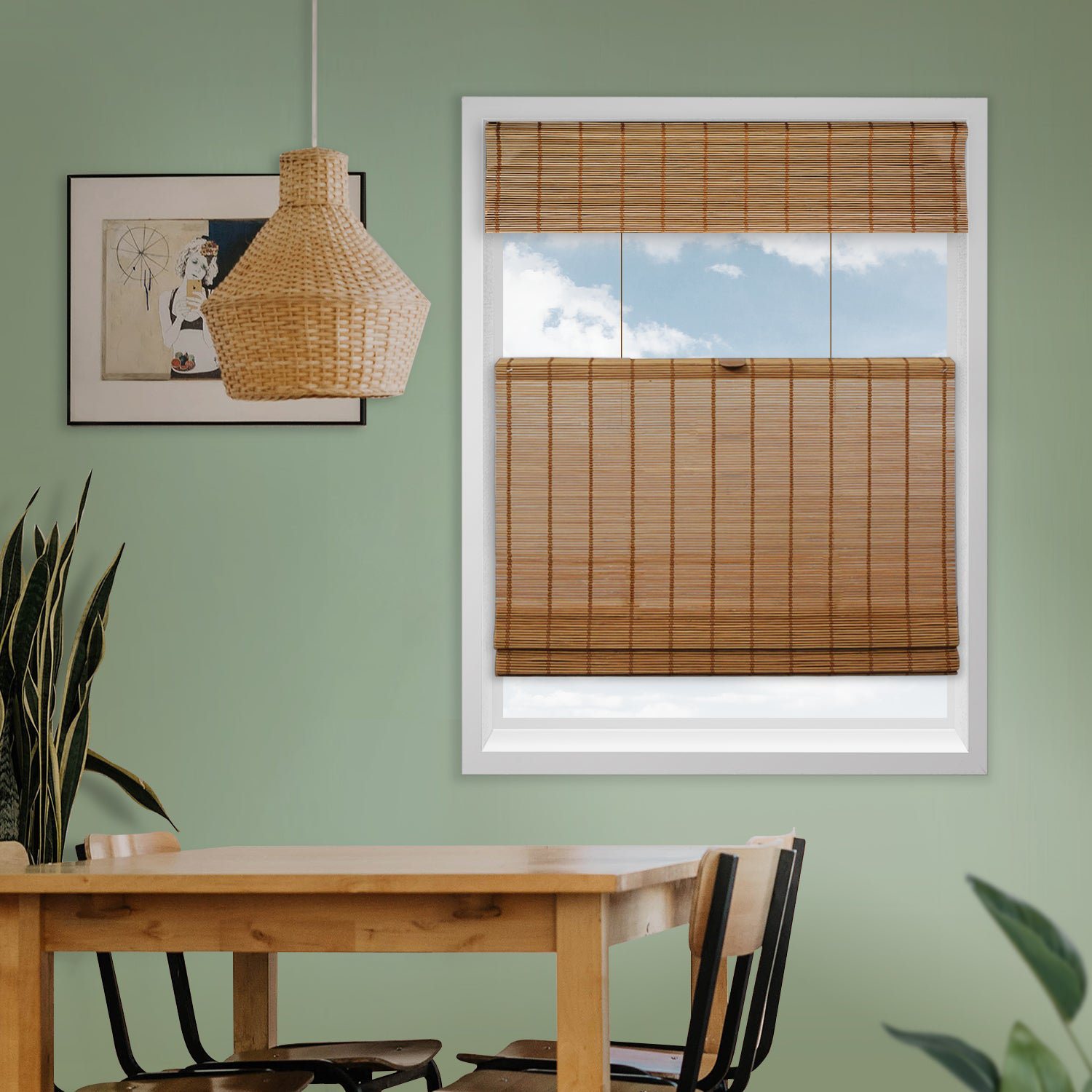 Symple Stuff Natural Woven Light Filtering Top Down Bottom Up Bamboo ...
