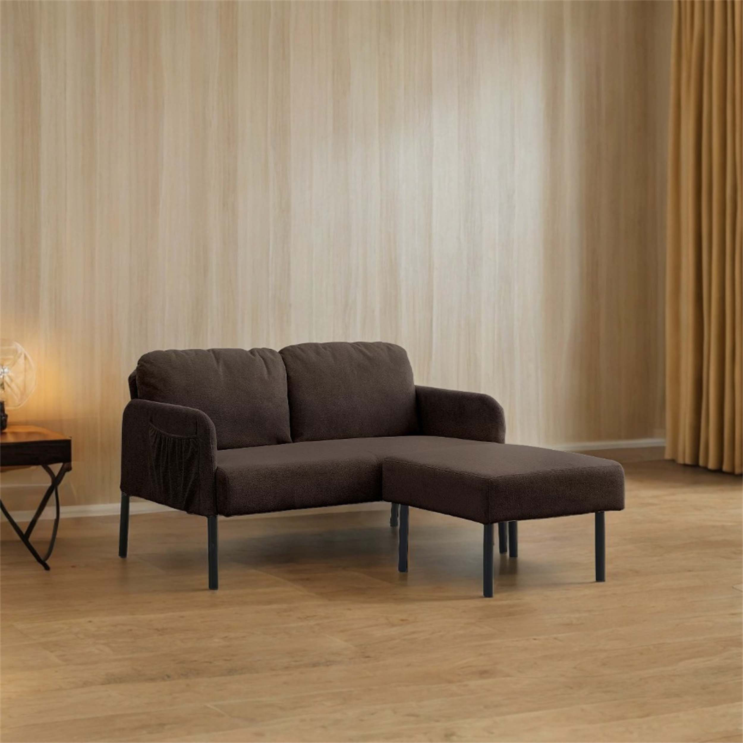 Ebern Designs Comfortable Polyester Fabric Sofa with Ottoman, Perfect ...