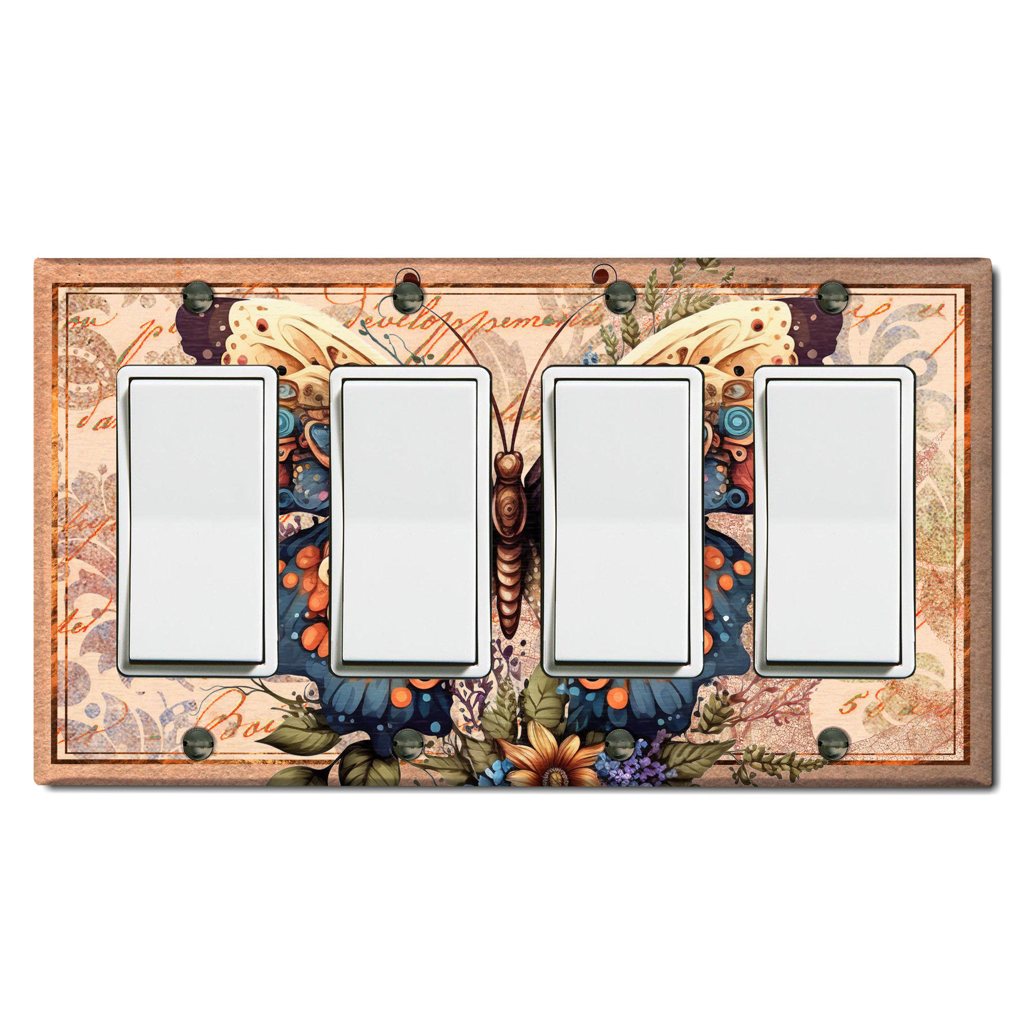 WorldAcc Monarch Butterfly 4-Gang Rocker Wall Plate | Wayfair