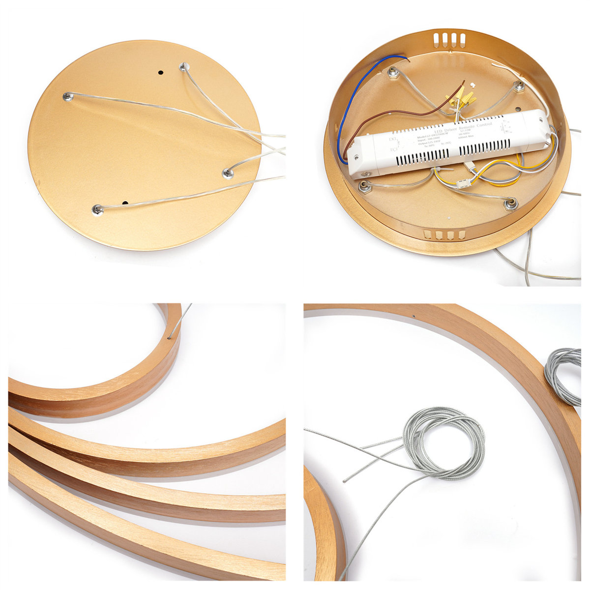 Orren Ellis 4-Light Modern Creative Circular Golden LED Stepless ...