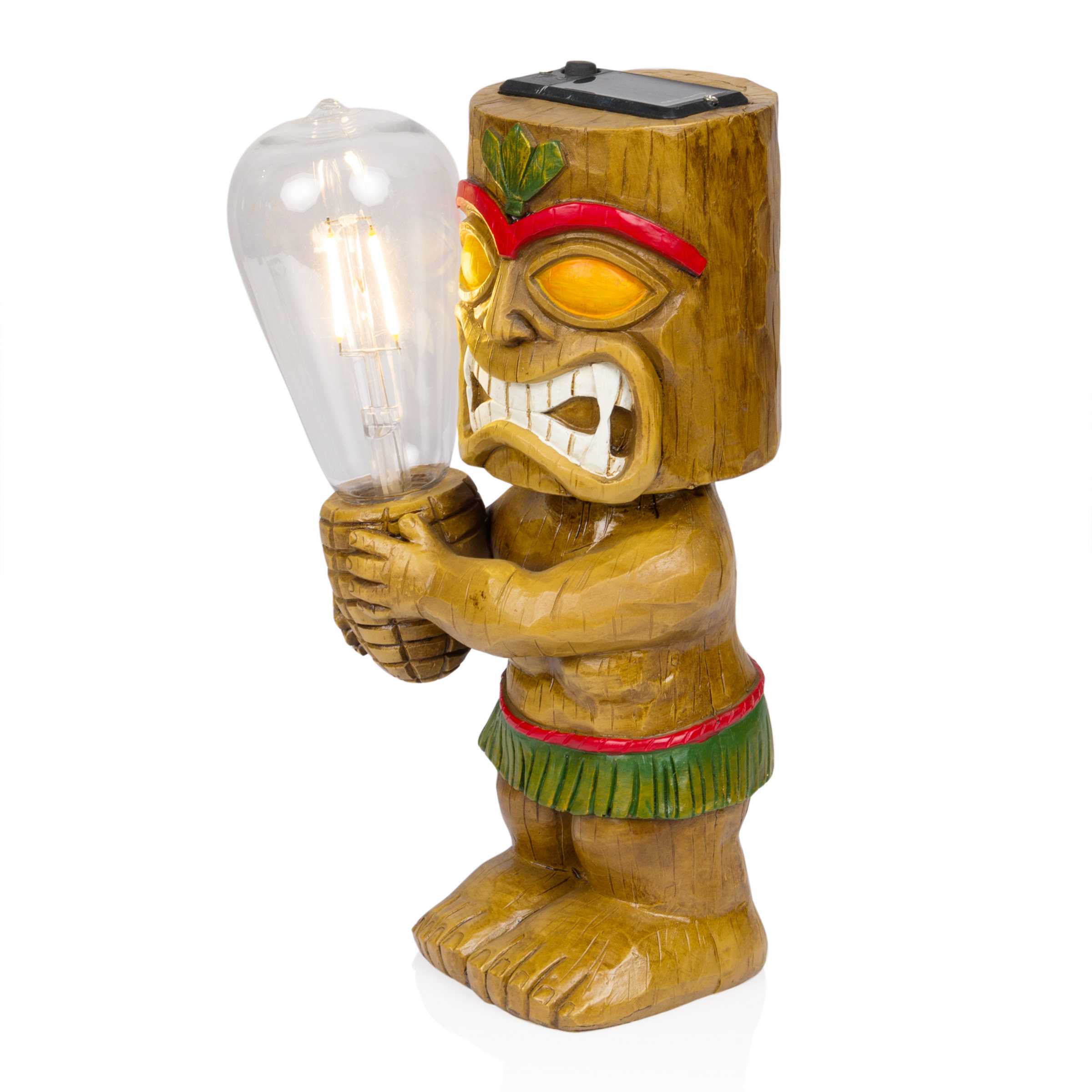 Trinx 9"H Solar-Powered Tiki Statue with LED Lights | Wayfair