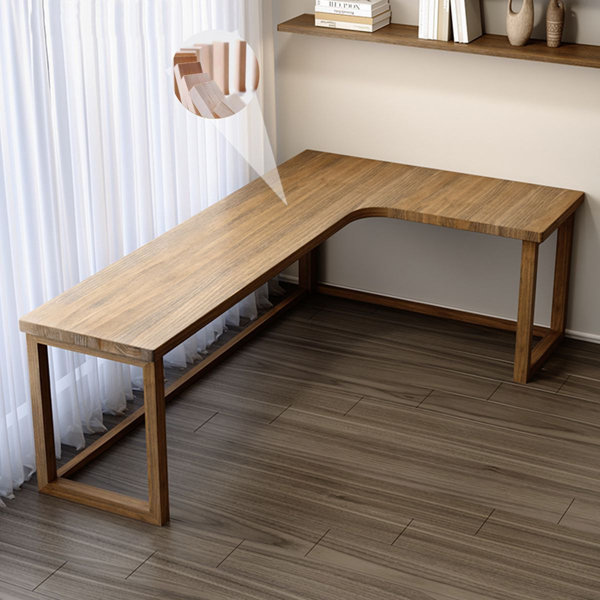 Loon Peak® Jamiece 2 Solid Wood L-Shaped Desk And Chair Set Office Set ...