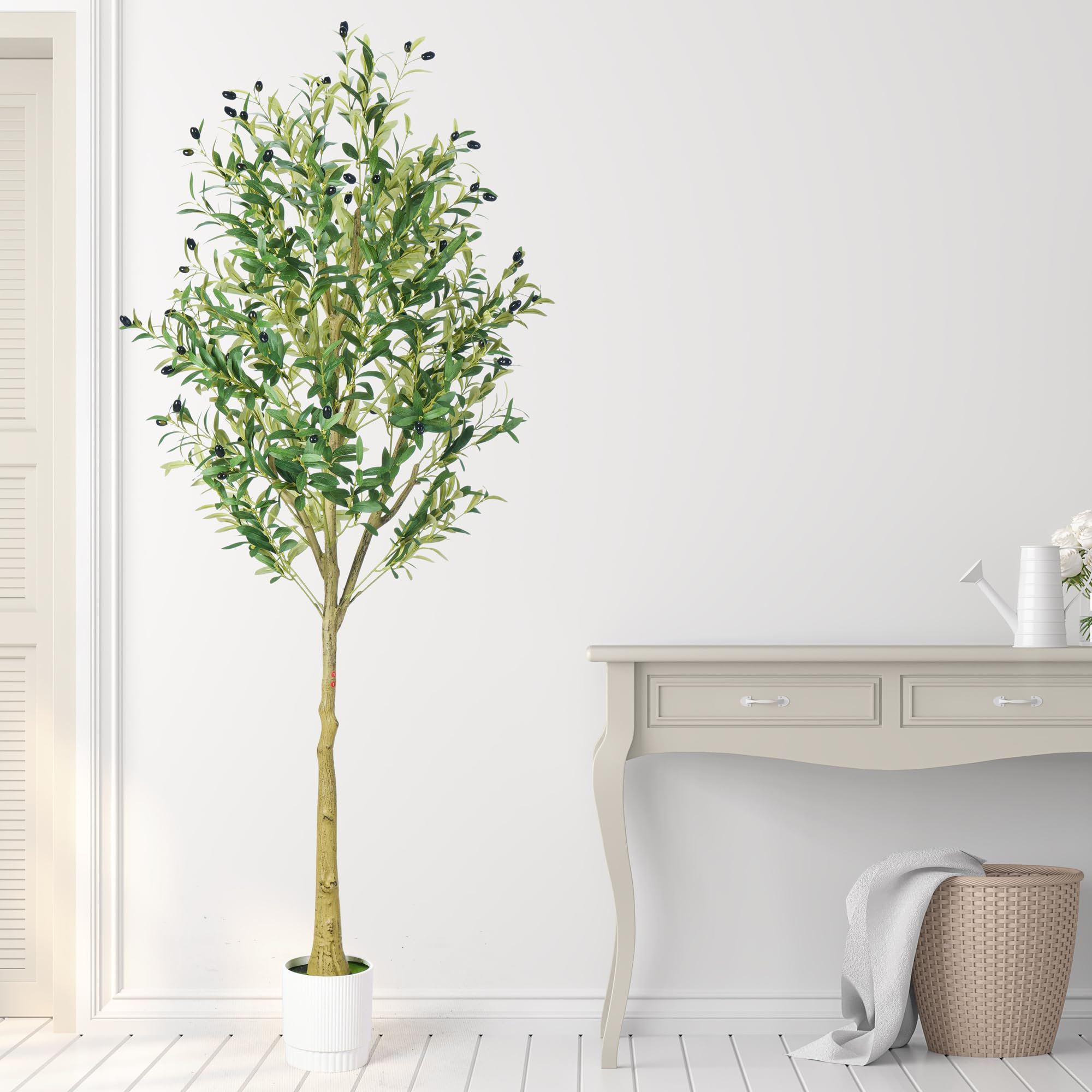 Latitude Run® 6Ft Olive Tree, Artificial Indoor With 1296 Dense Leaves ...