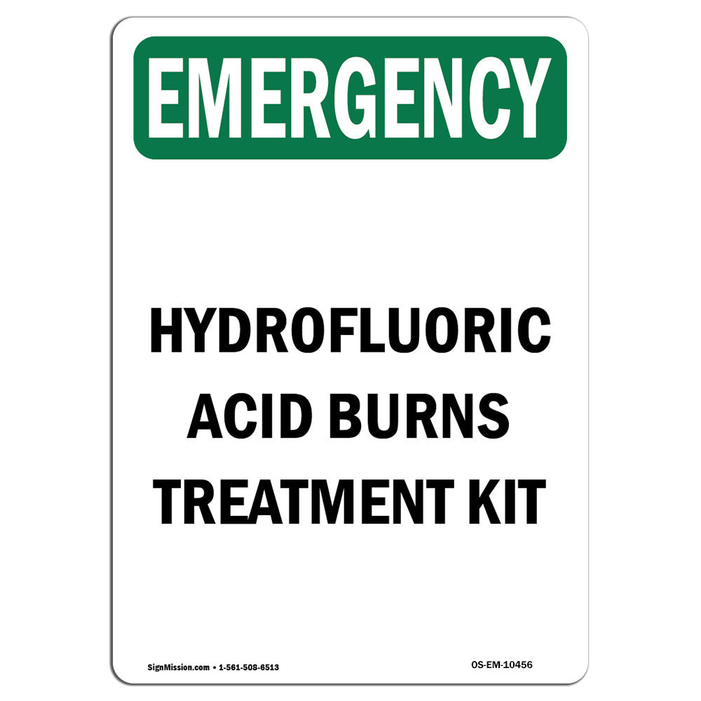SignMission Hydrofluoric Acid Burns Treatment Kit Emergency Sign | Wayfair