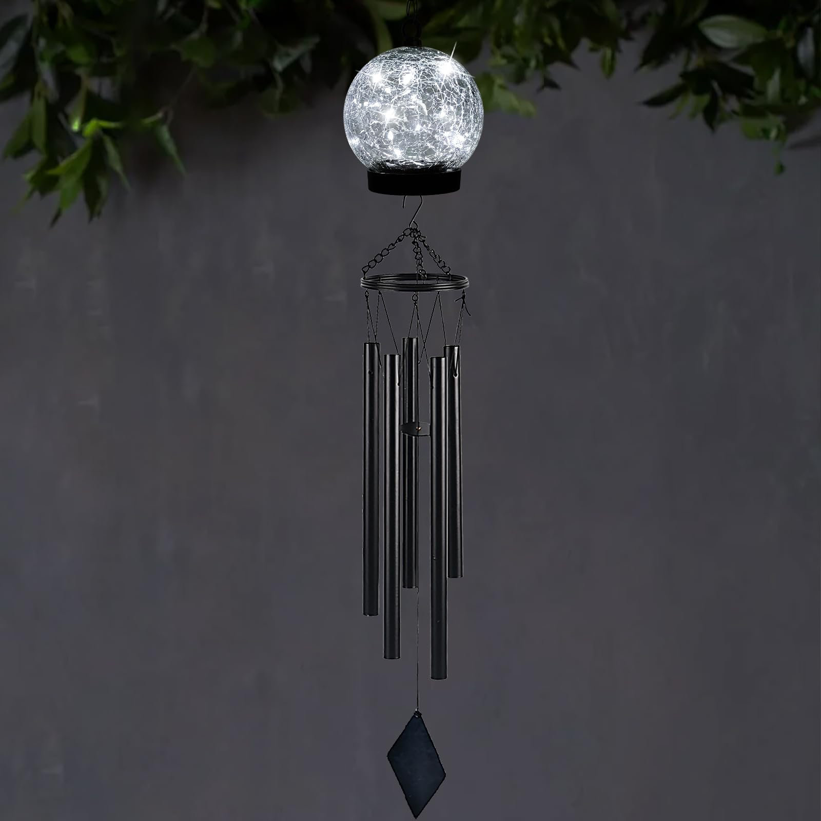 Astoria Grand Wind Chimes Outdoor Solar Lights, 42 Inch Large Sympathy Chime 15 Cool White Leds ...