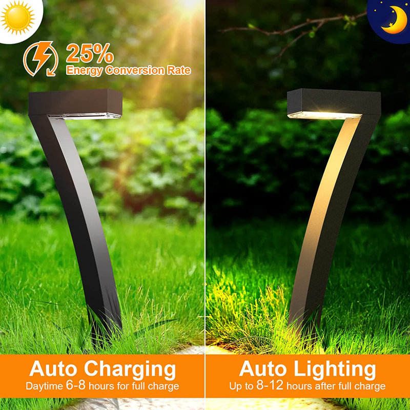 LETMY Black Low Voltage Solar Powered Integrated LED Pathway Light ...