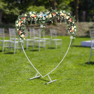 LUVODI 79" Tall Heart Shape Wedding White Metal Arches Backdrop Stand ...