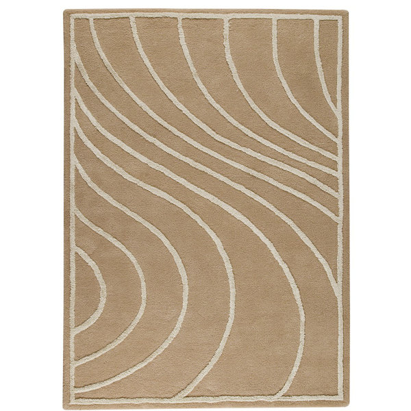 Orren Ellis Abstract Handmade Tufted Brown Area Rug | Wayfair