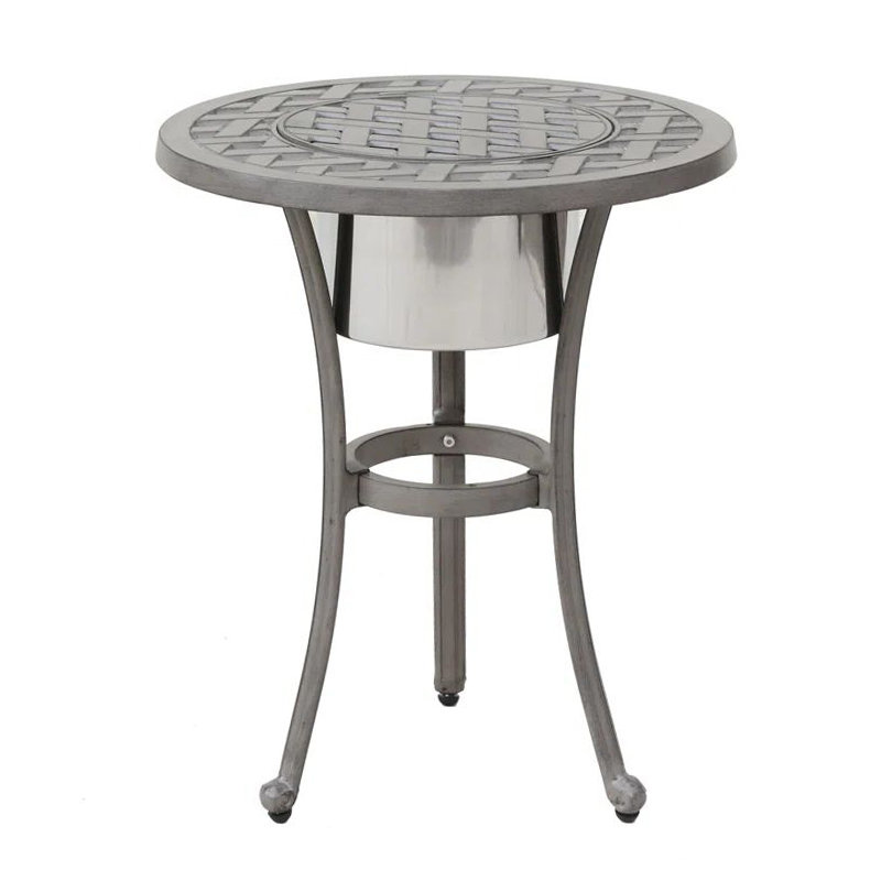 Benjara Mace Ice Bucket Table, 26 Inch Lattice Top, Curved Aluminum ...