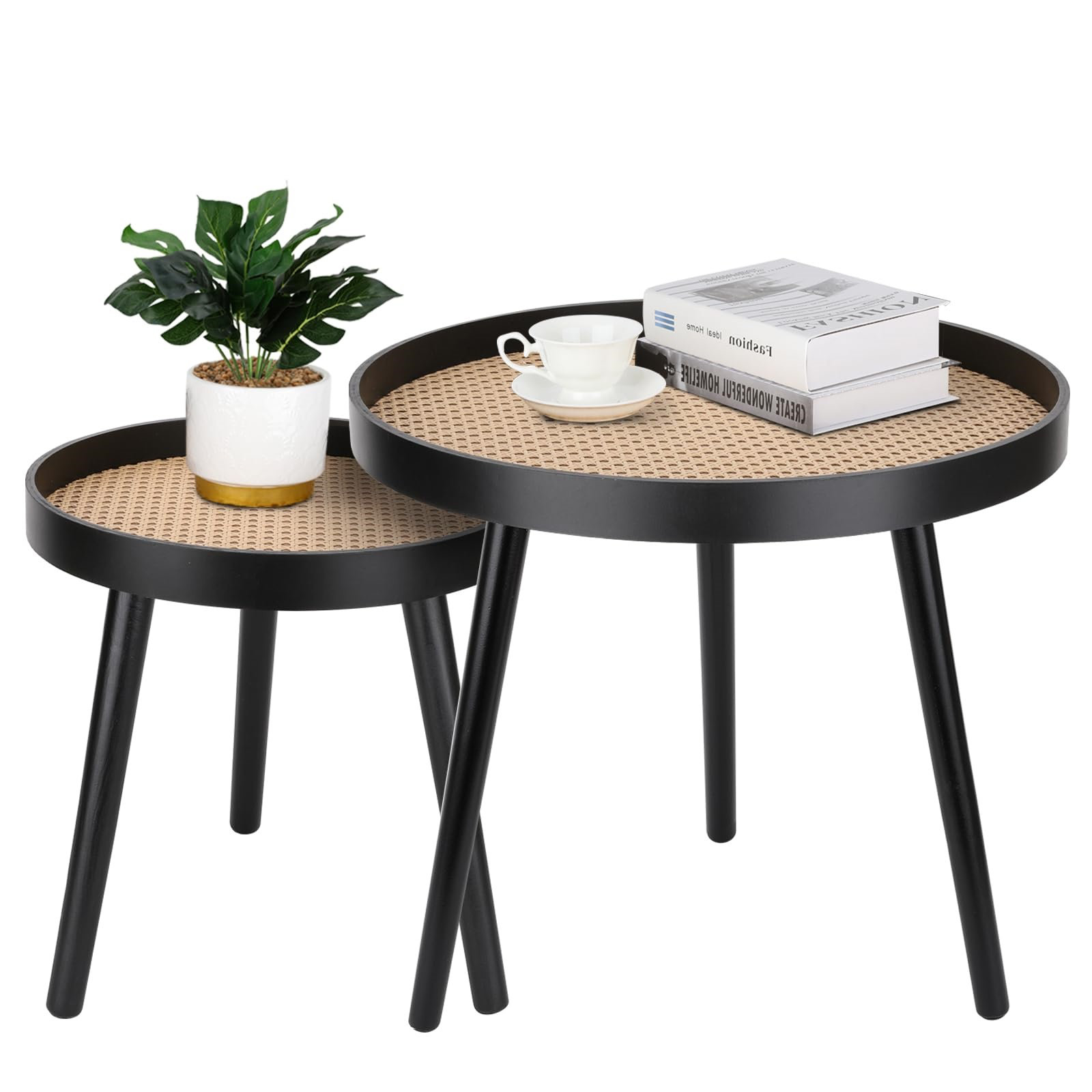 Corrigan Studio® Set of 2 Round Coffee Tables – Boho Coffee Tables with ...
