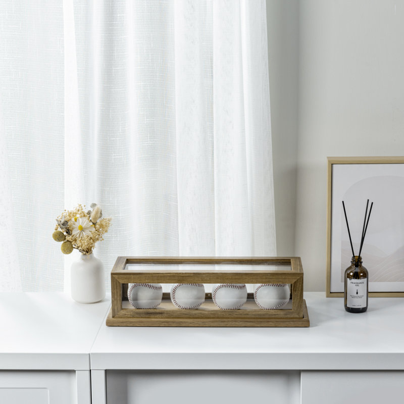 MyGift Acacia Wood Sports Baseball Display Case | Wayfair