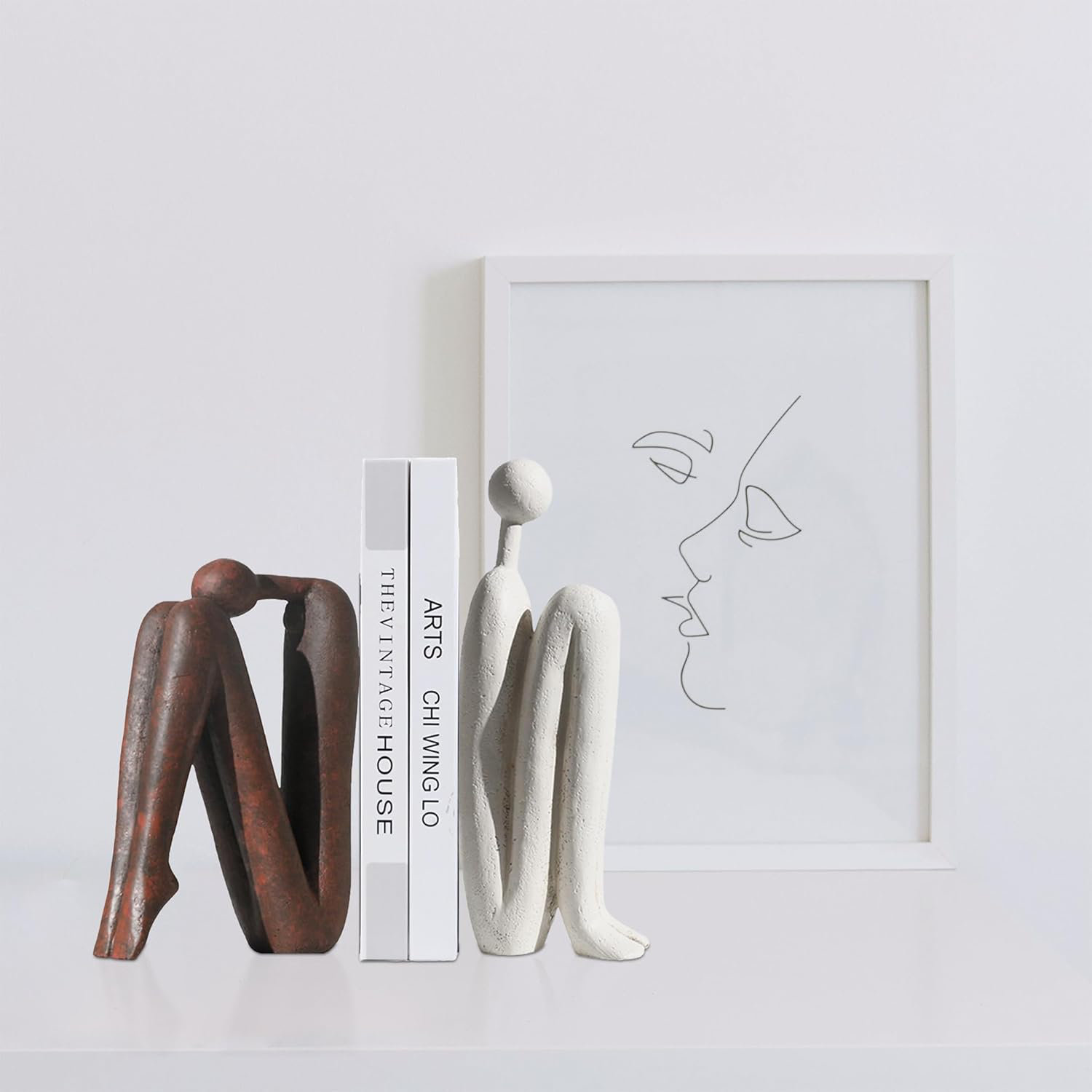 Orren Ellis Decorative Bookends for Heavy Books, Thinker Statue Book ...